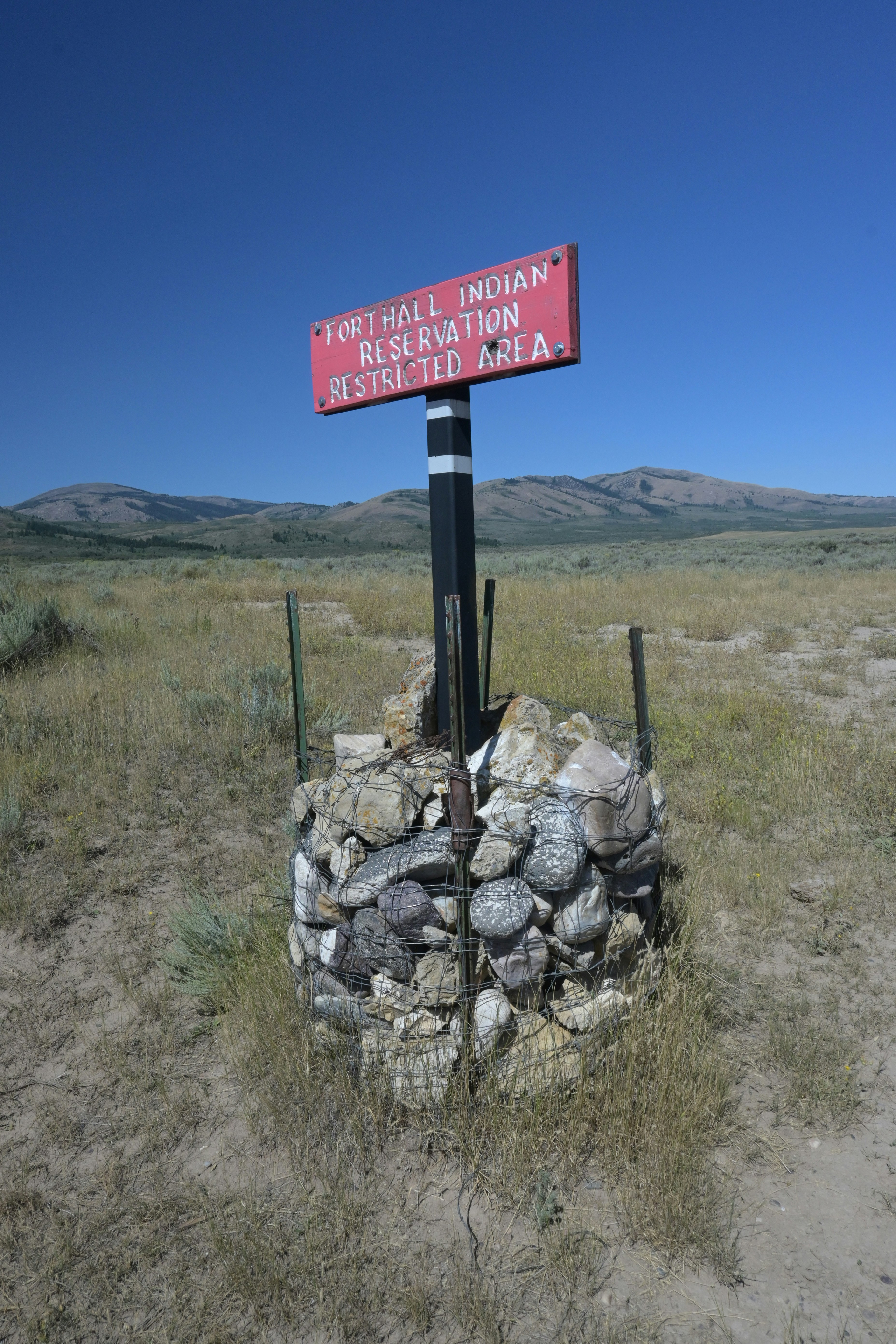 Sign marking the fort hall indian reservation.