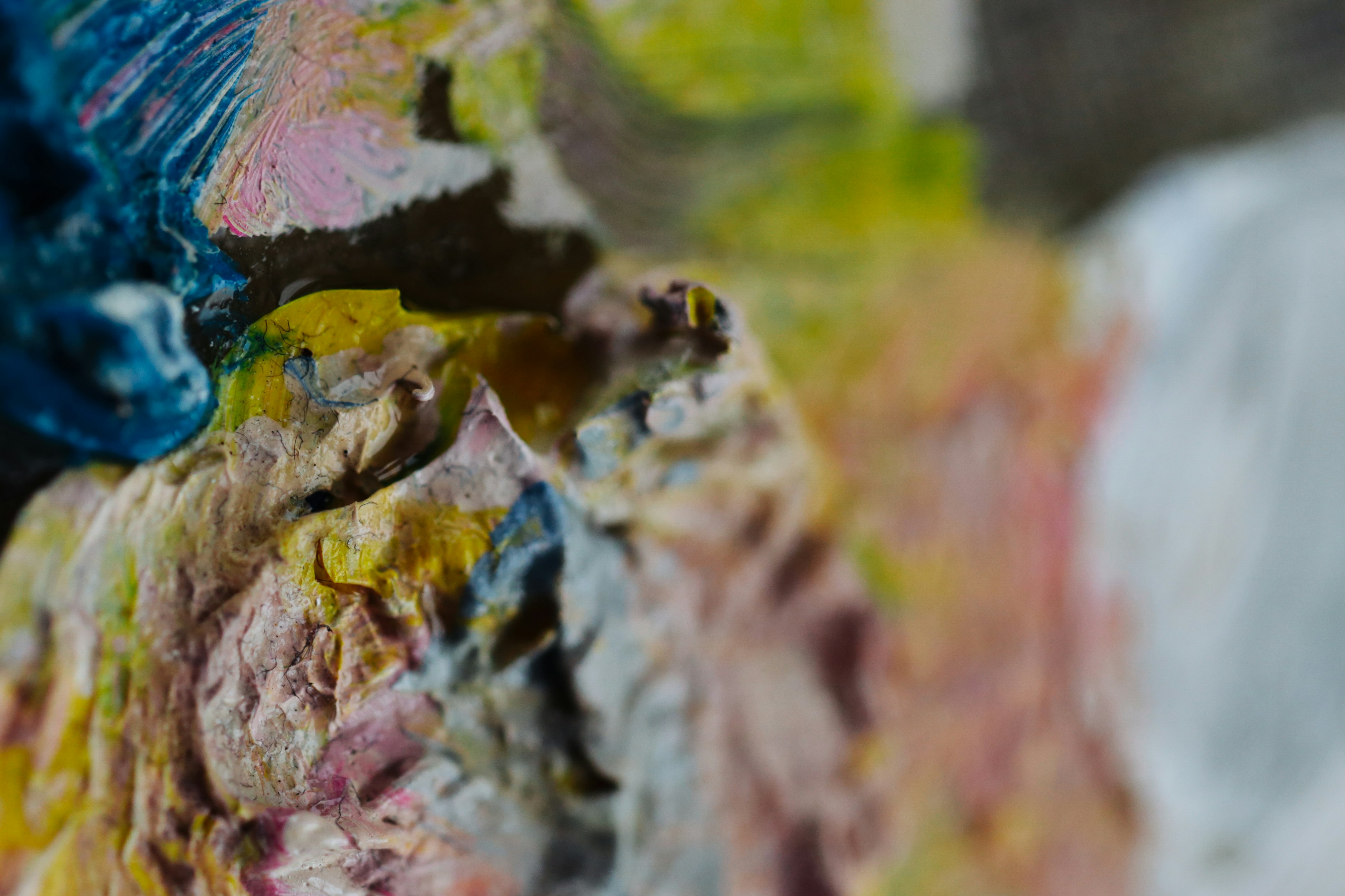 Palette Collision: Close-Up of Impasto Drama on a Painter's Surface