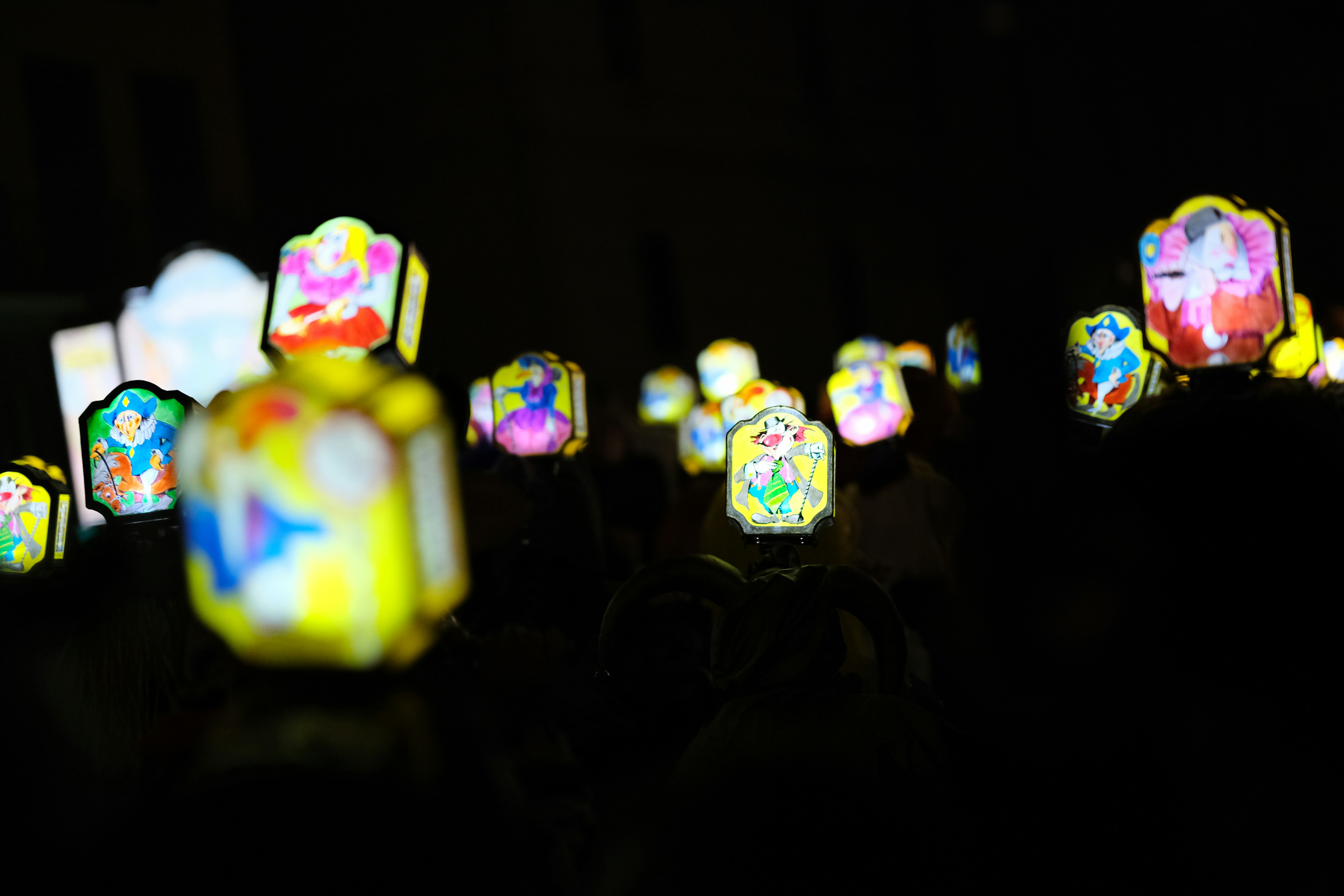 Neon Lantern Parade in Velvet Night