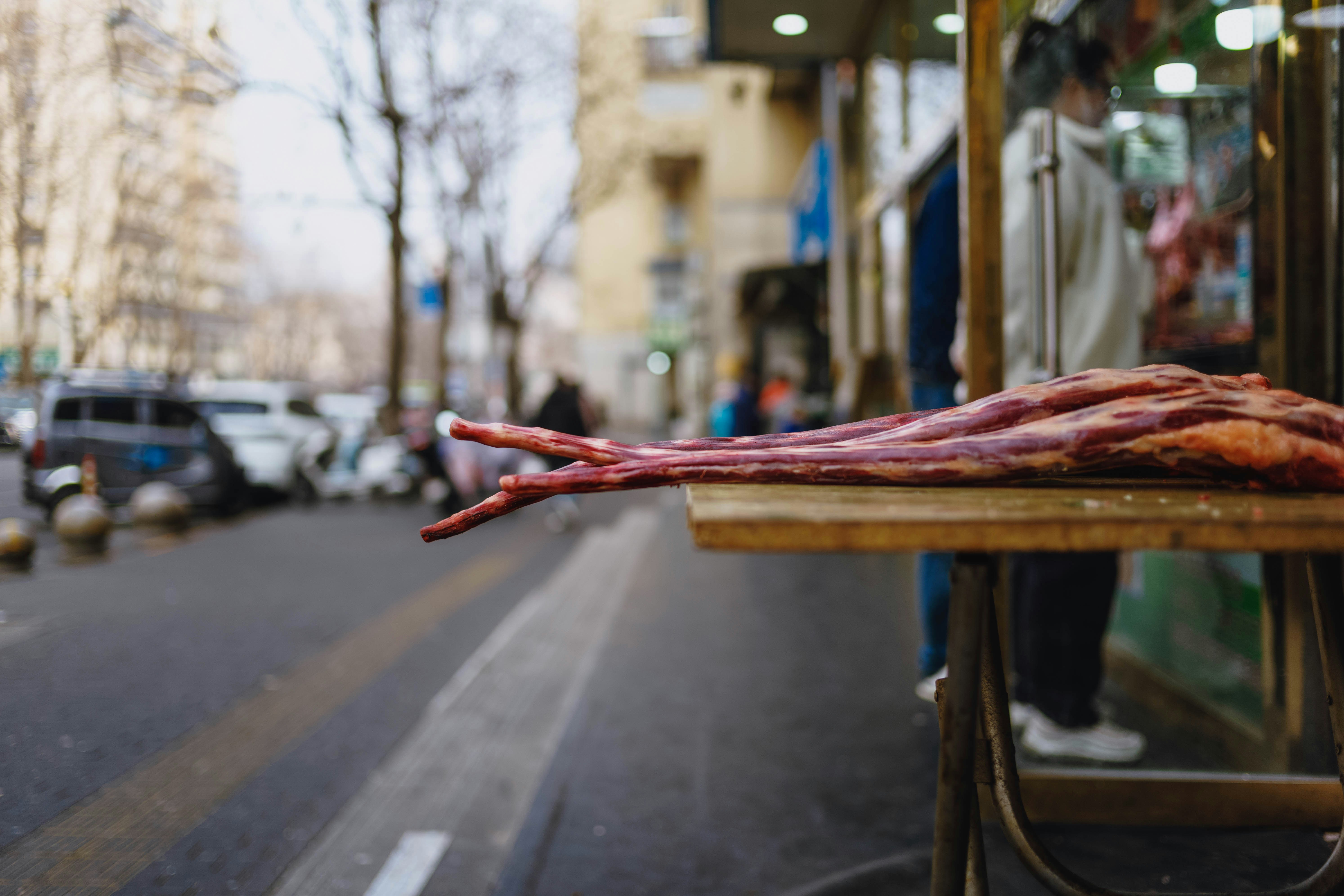 Street Market's Culinary Offering: A Butcher's Display