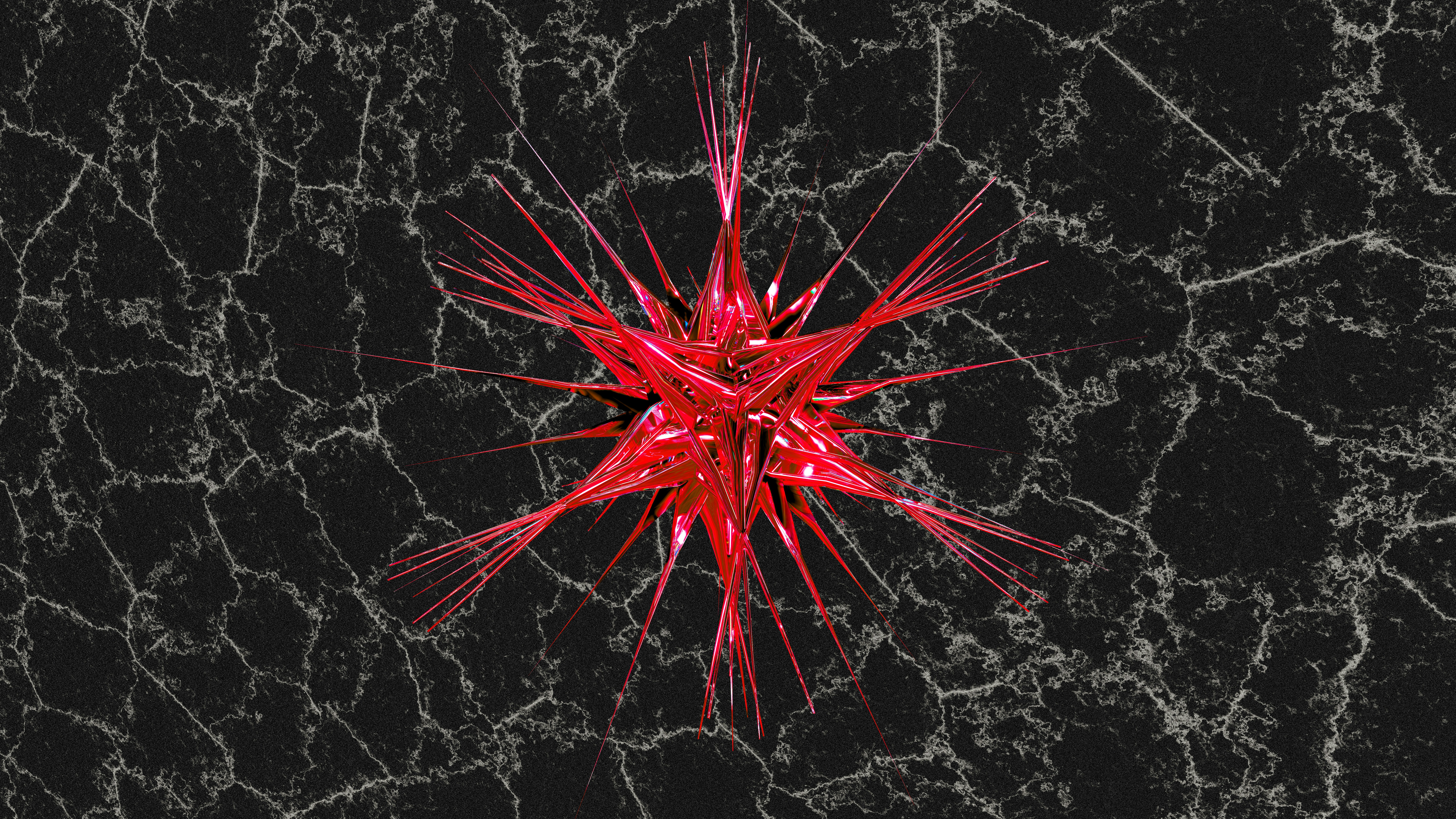 A red spiky object on cracked, dark background. photo – Free Abstract ...