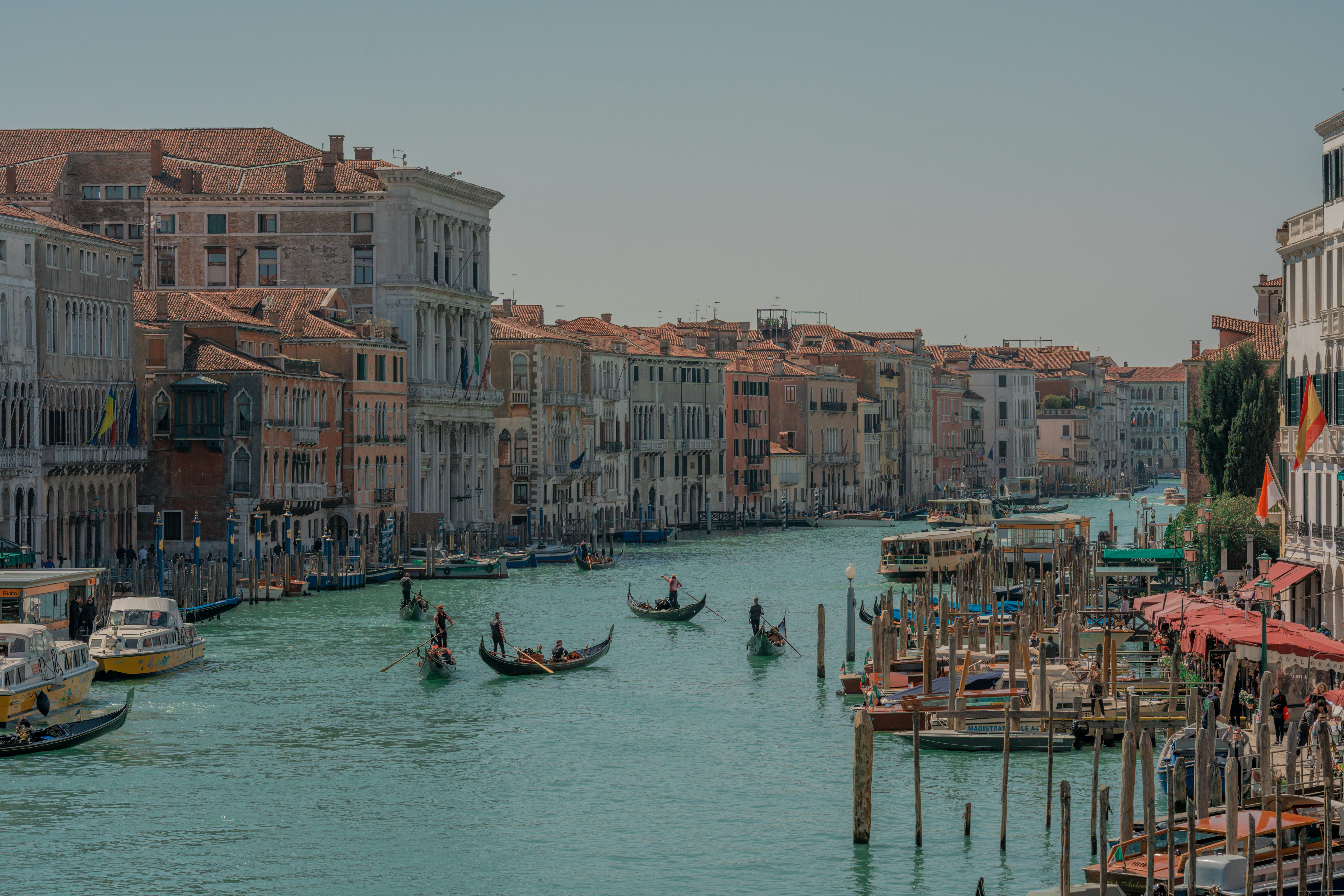 Gondolas Glide Through Venetian Waters