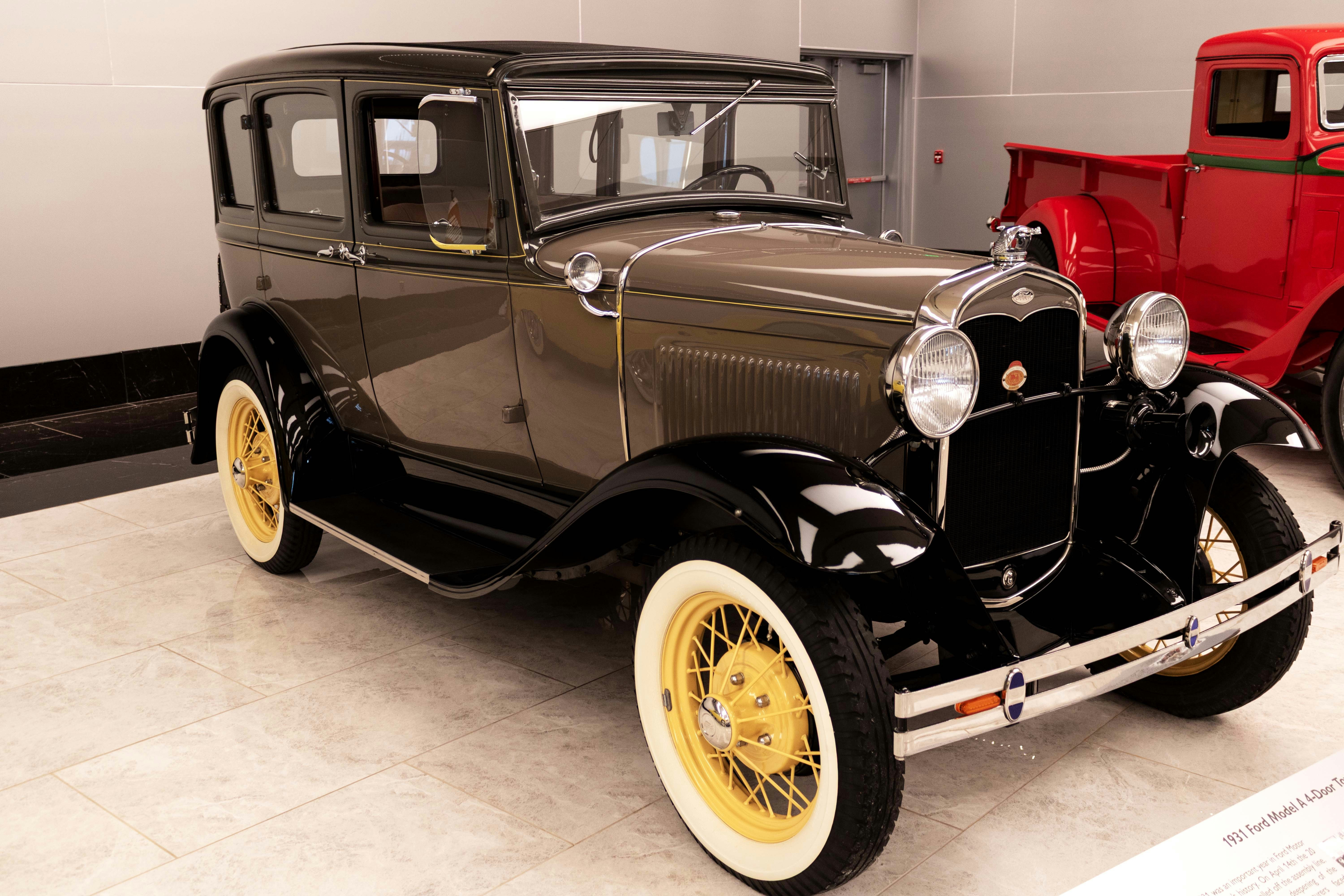 A vintage ford model a car is on display. photo – Free Car Image on ...