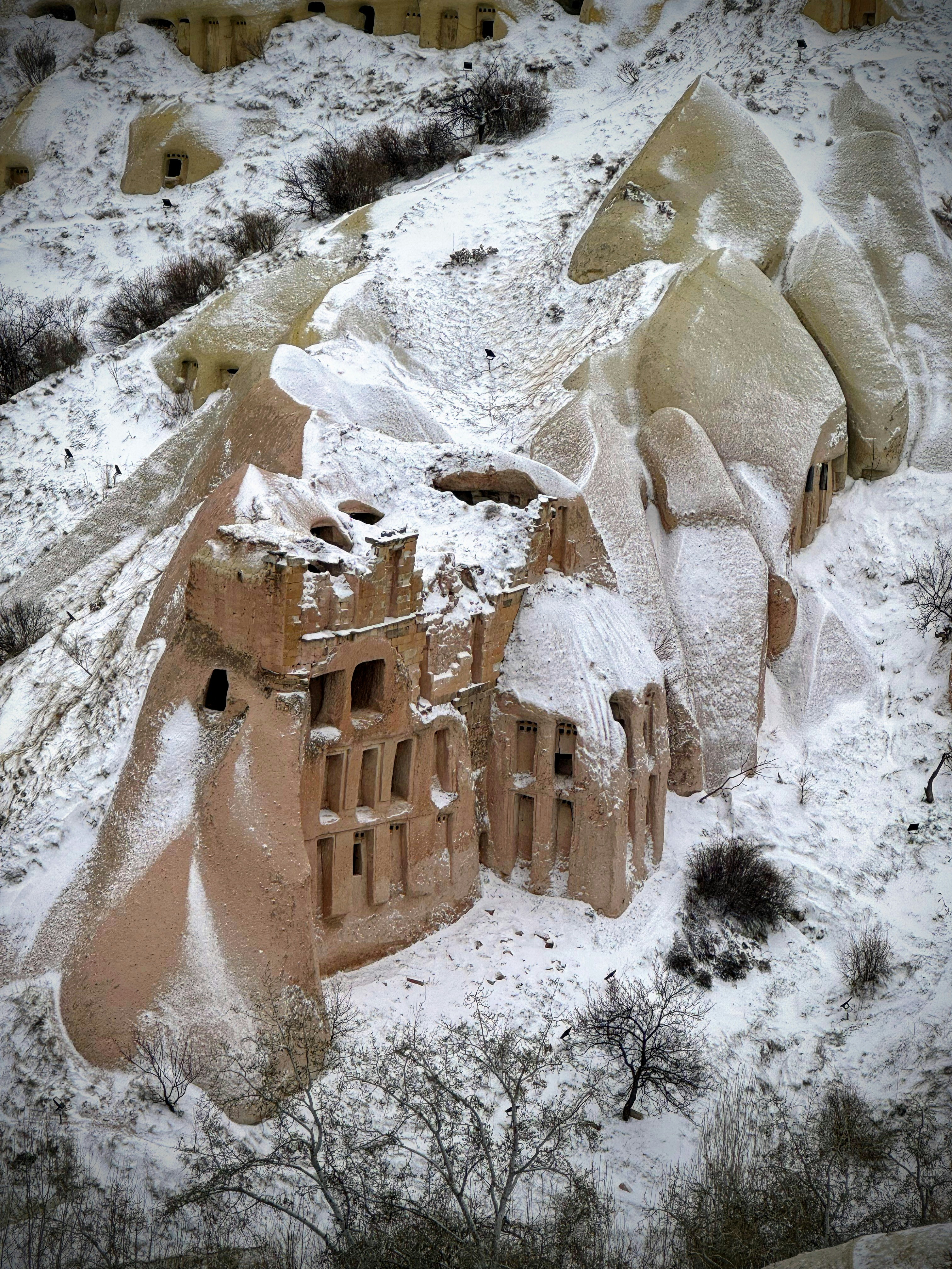 Ancient Structures Cloaked in Winter's Embrace