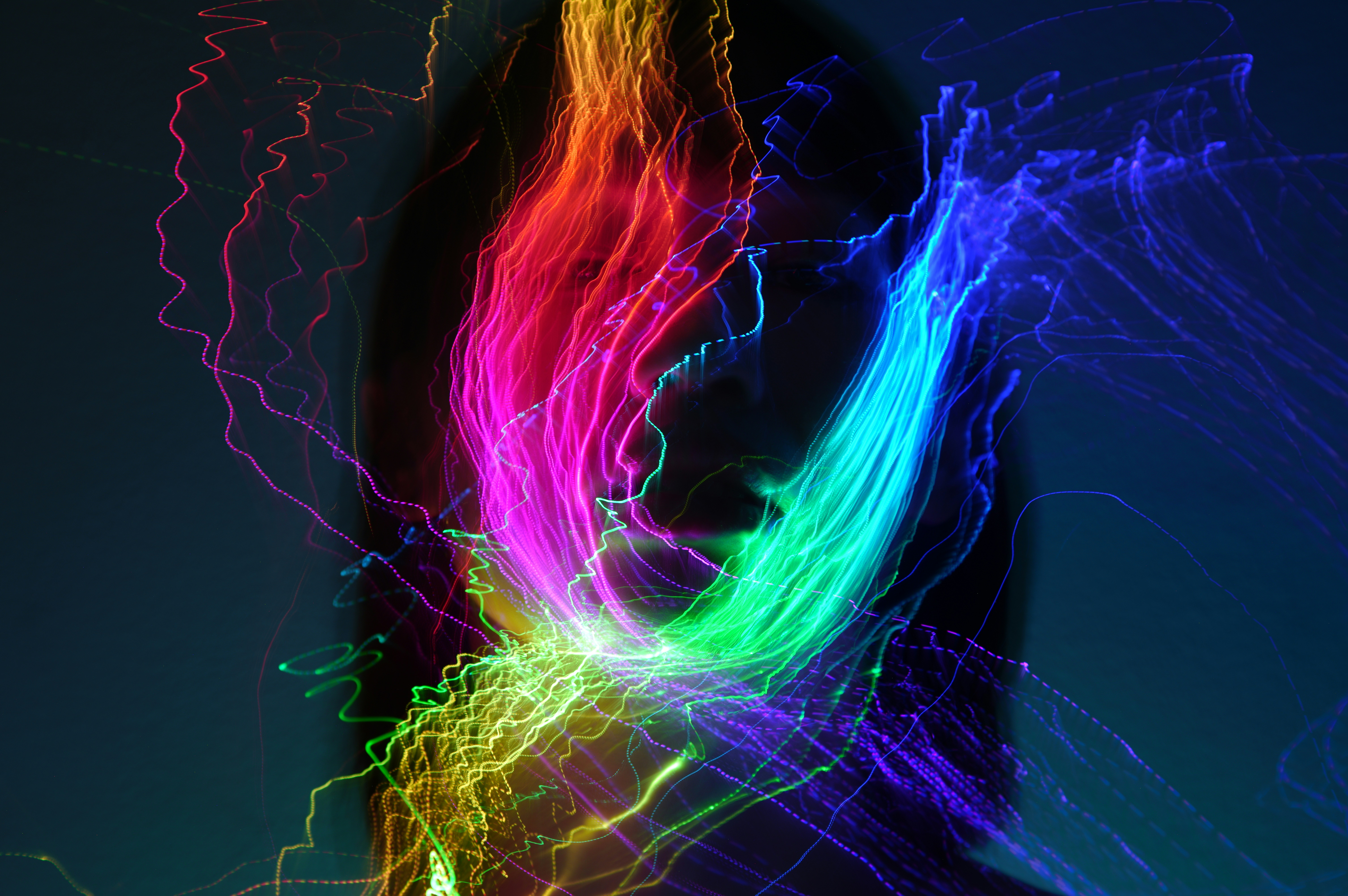 Colorful light streaks radiate in artistic patterns. photo – Free ...