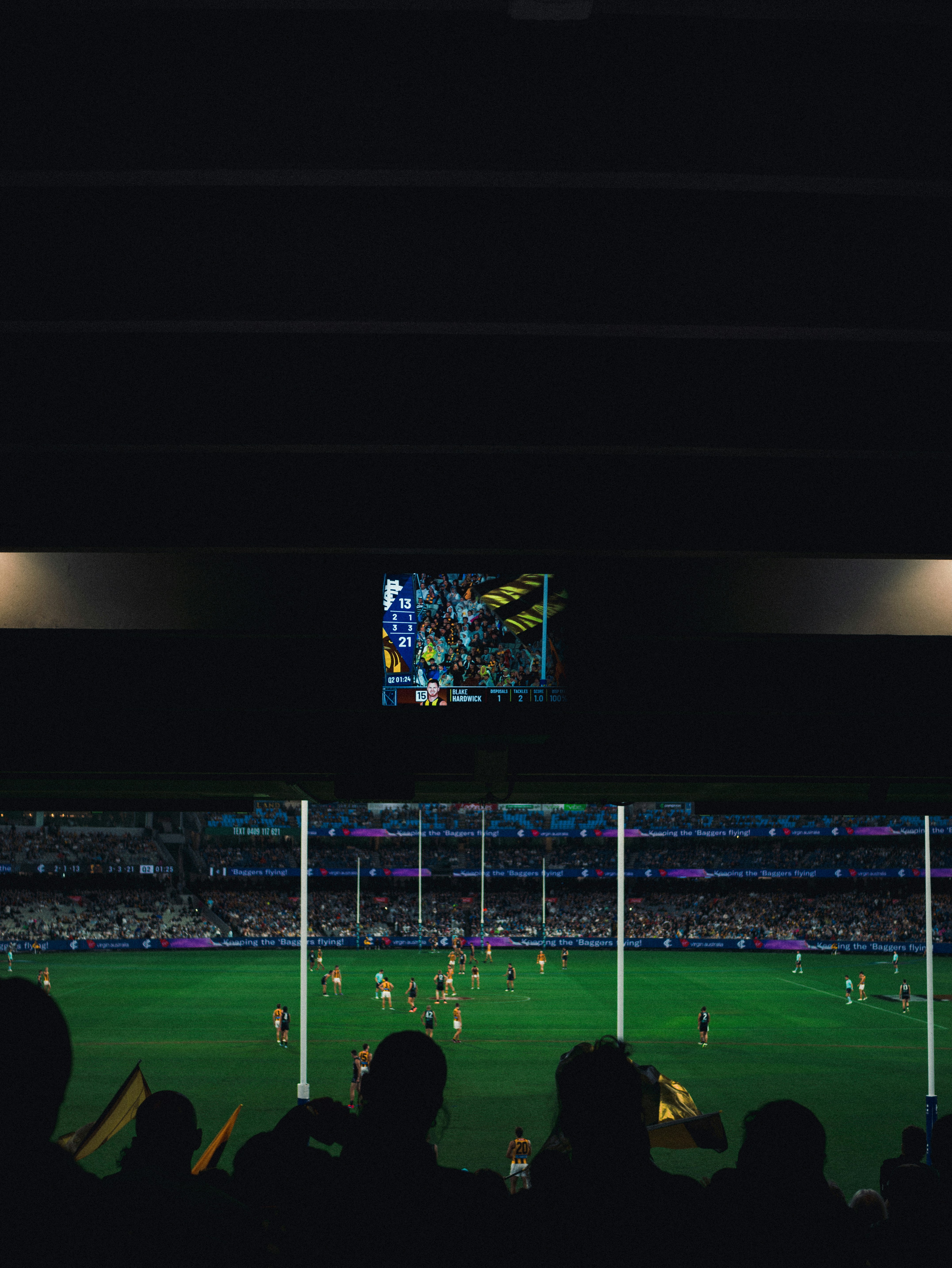 Afl game underway with stadium crowd and screen. photo – Free Woman ...