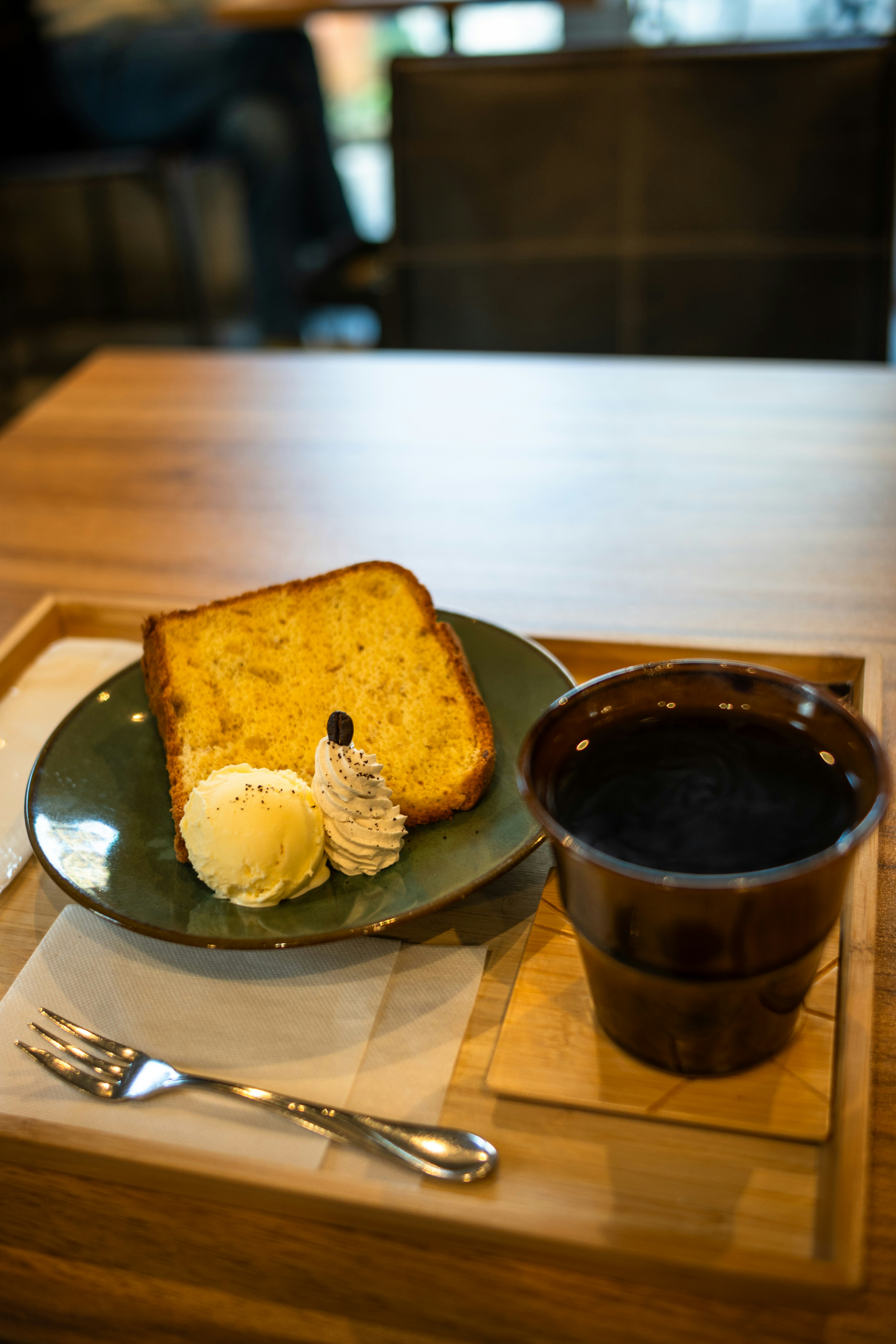 Coffee and toast with ice cream are on the table. photo – Free Food ...