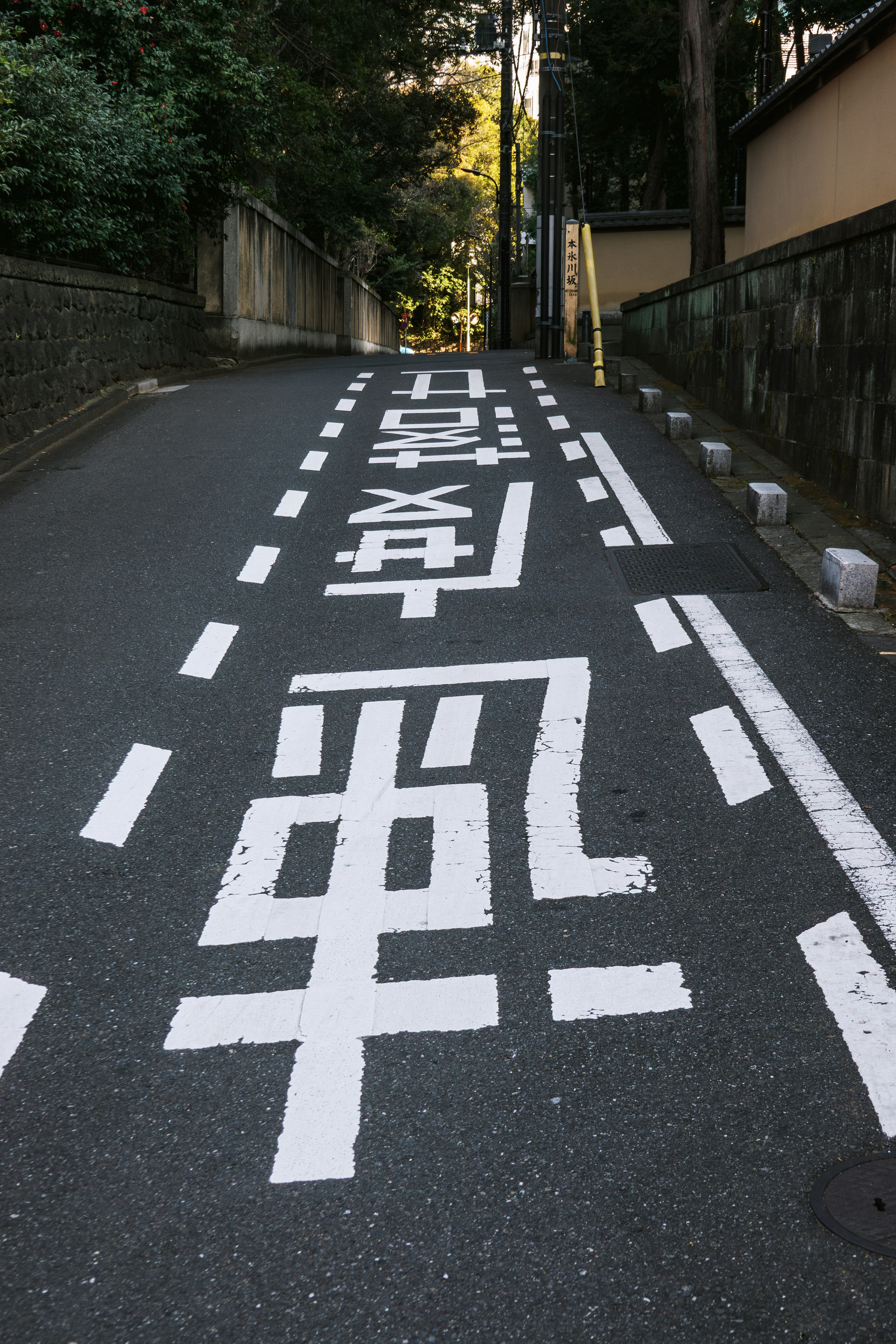Road markings in japanese script on an asphalt street. photo – Free ...
