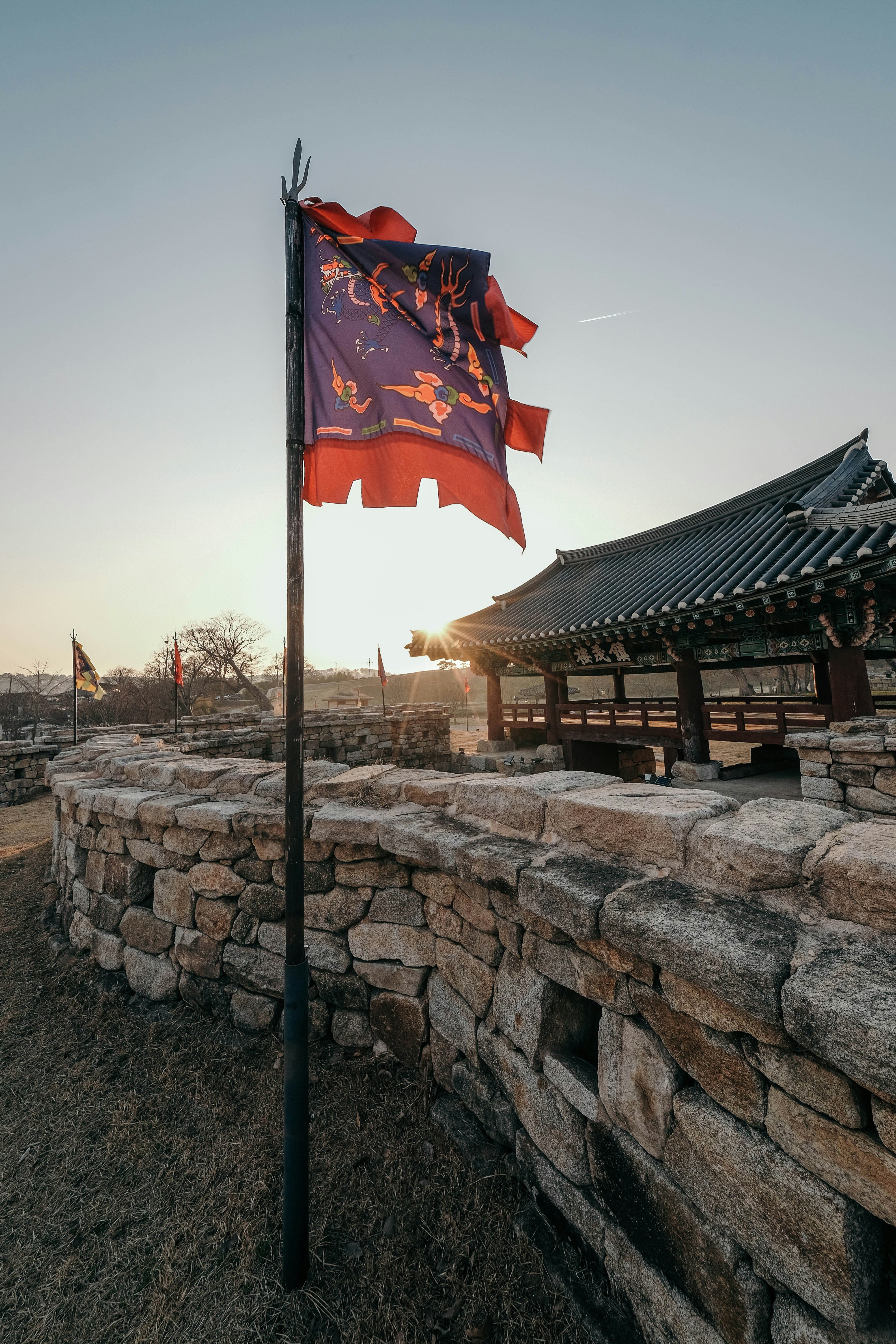 A historical korean fortress at sunset. photo – Free Housing Image on ...
