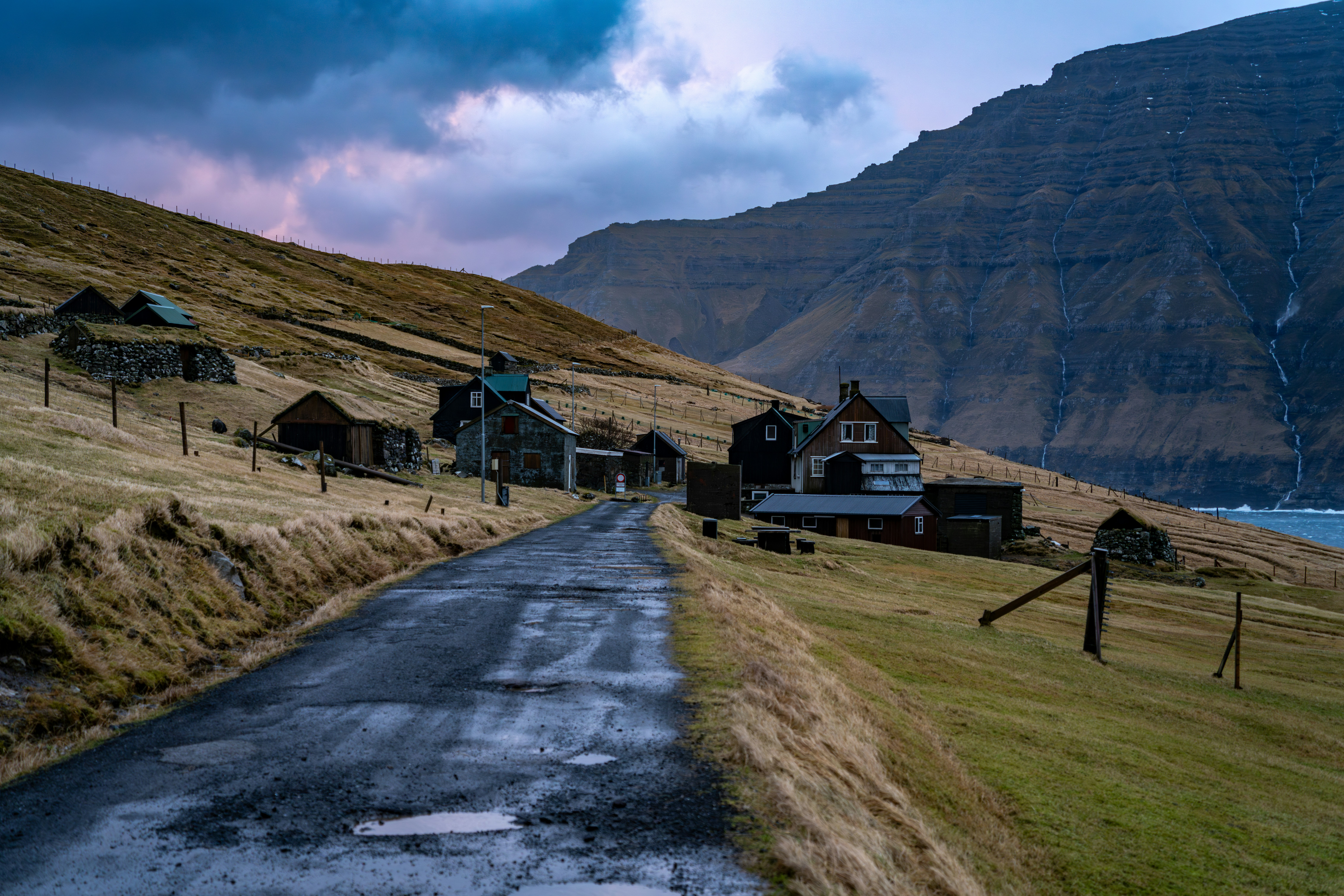 Winding Road to a Highland Hamlet at Twilight