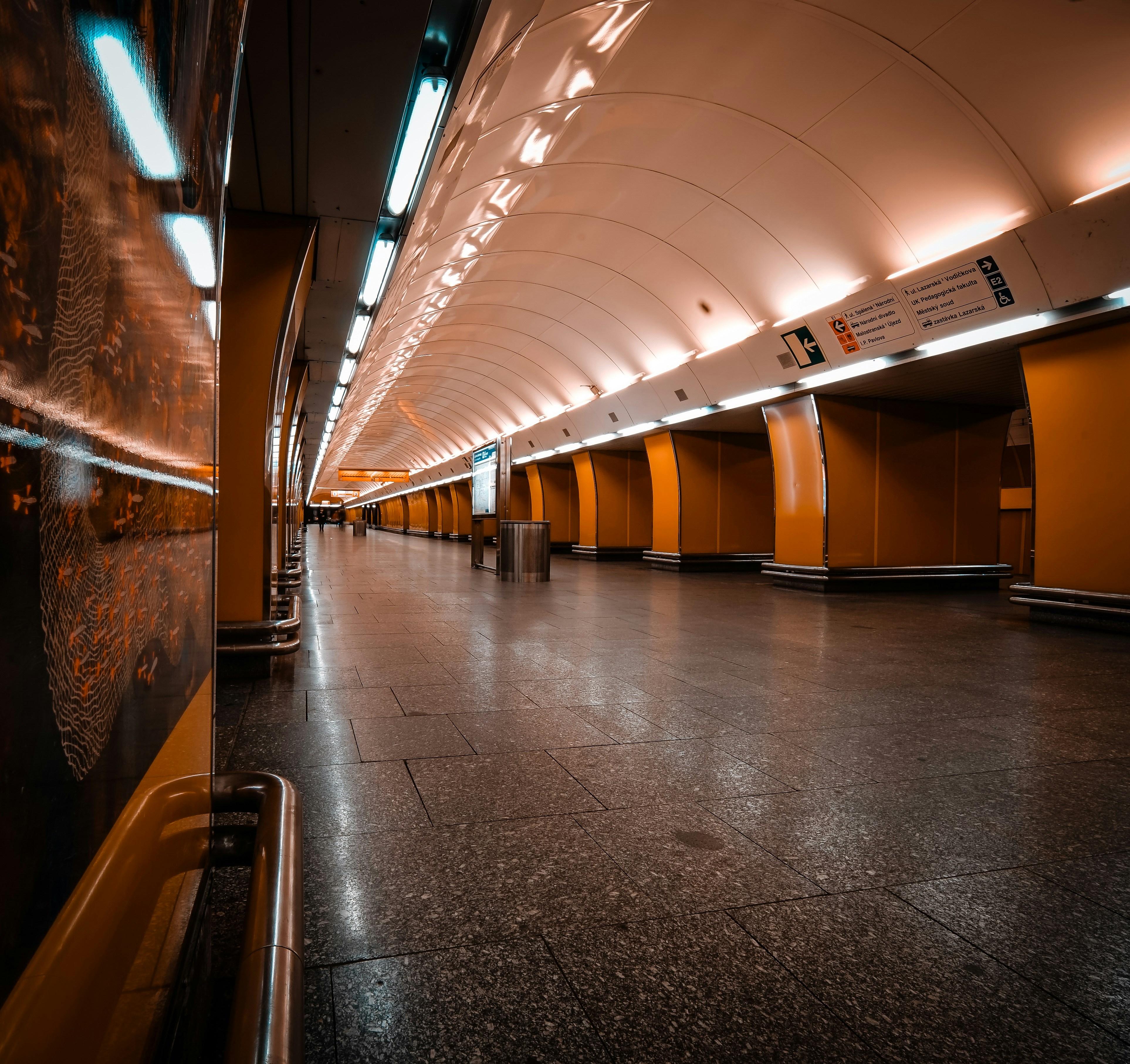 A modern, empty subway station is shown. photo – Free Building Image on ...