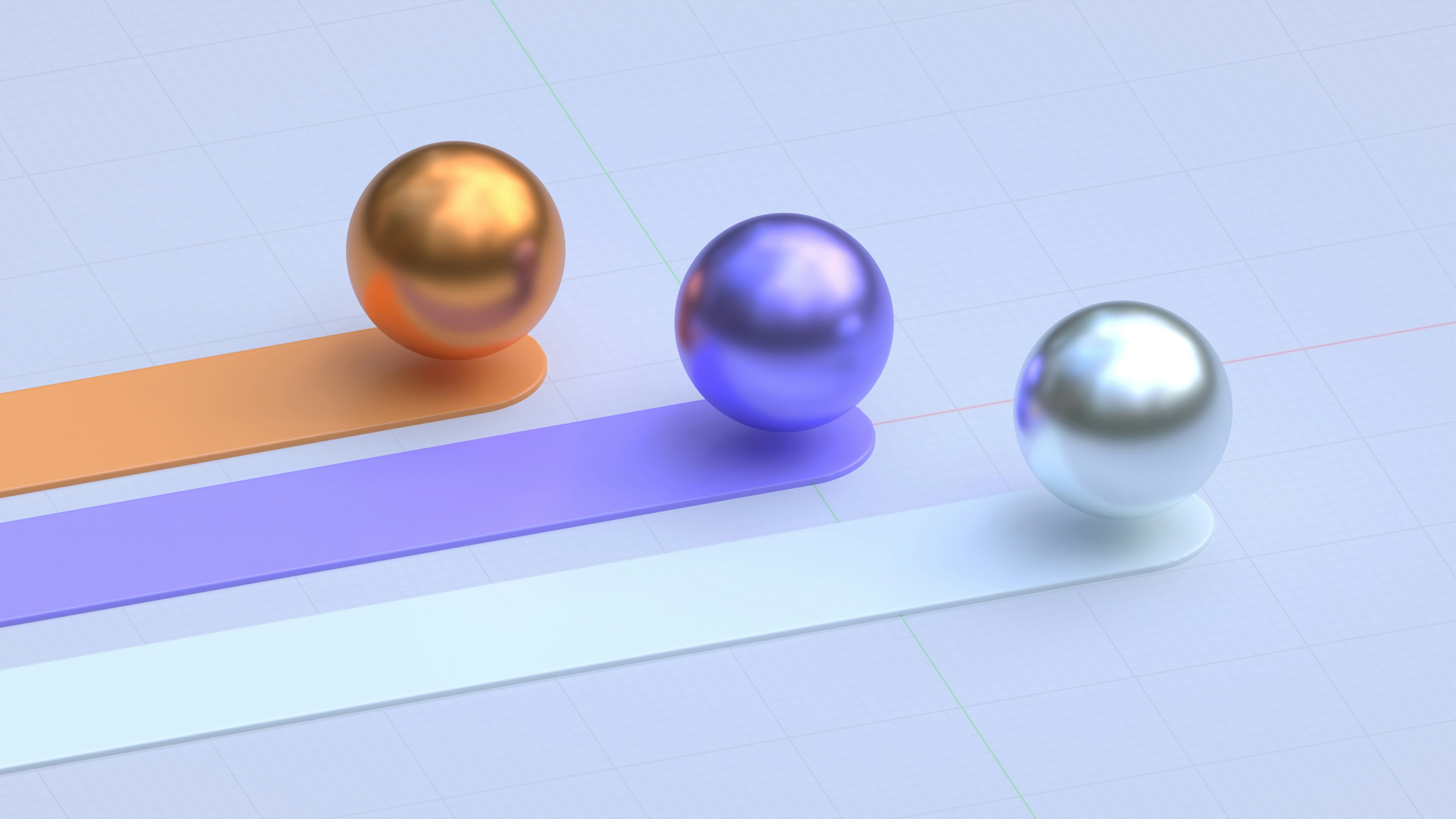 Three colored spheres roll along different paths. photo – Free Abstract ...