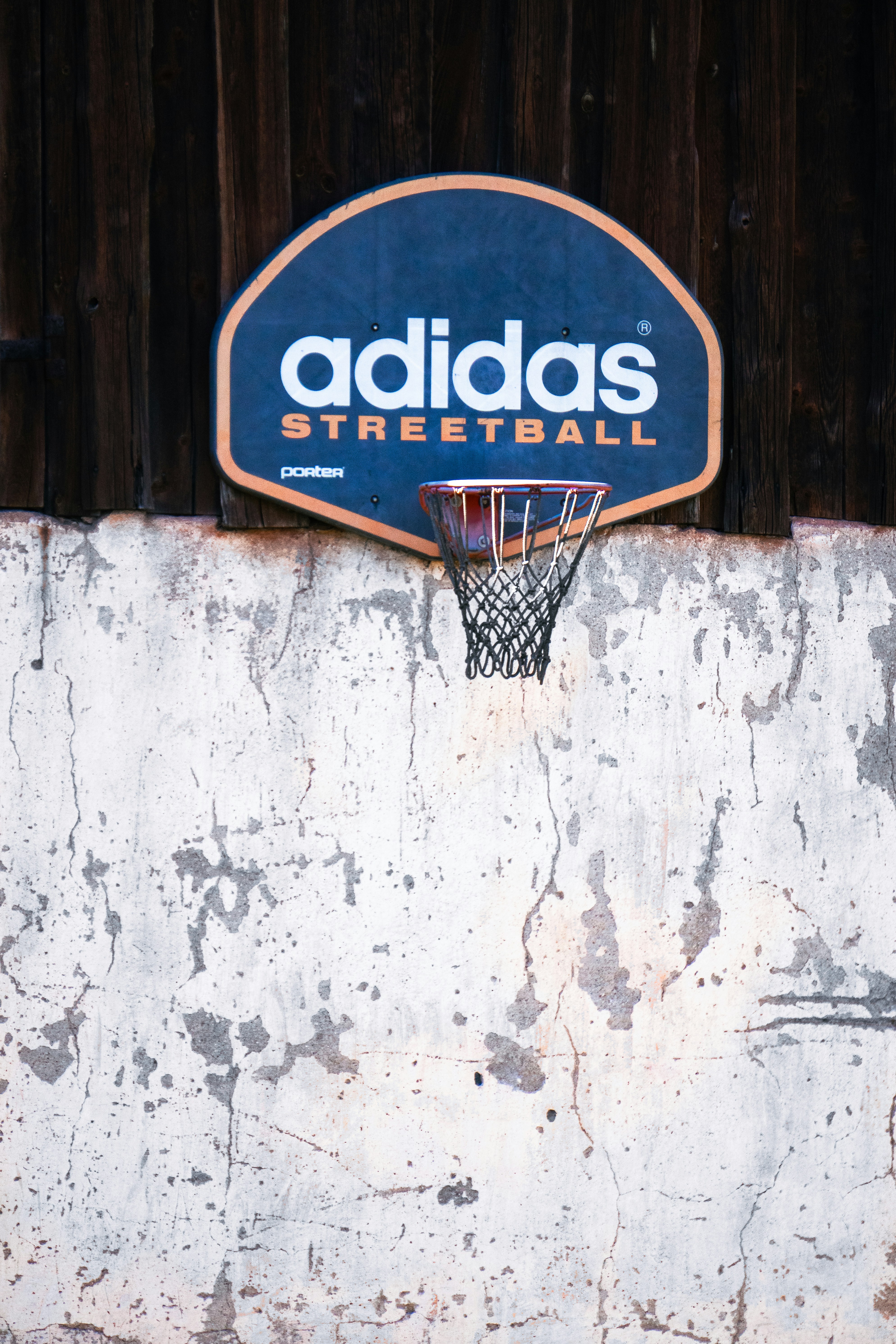 An adidas streetball hoop mounted on a wall. photo – Free Outdoor Image ...