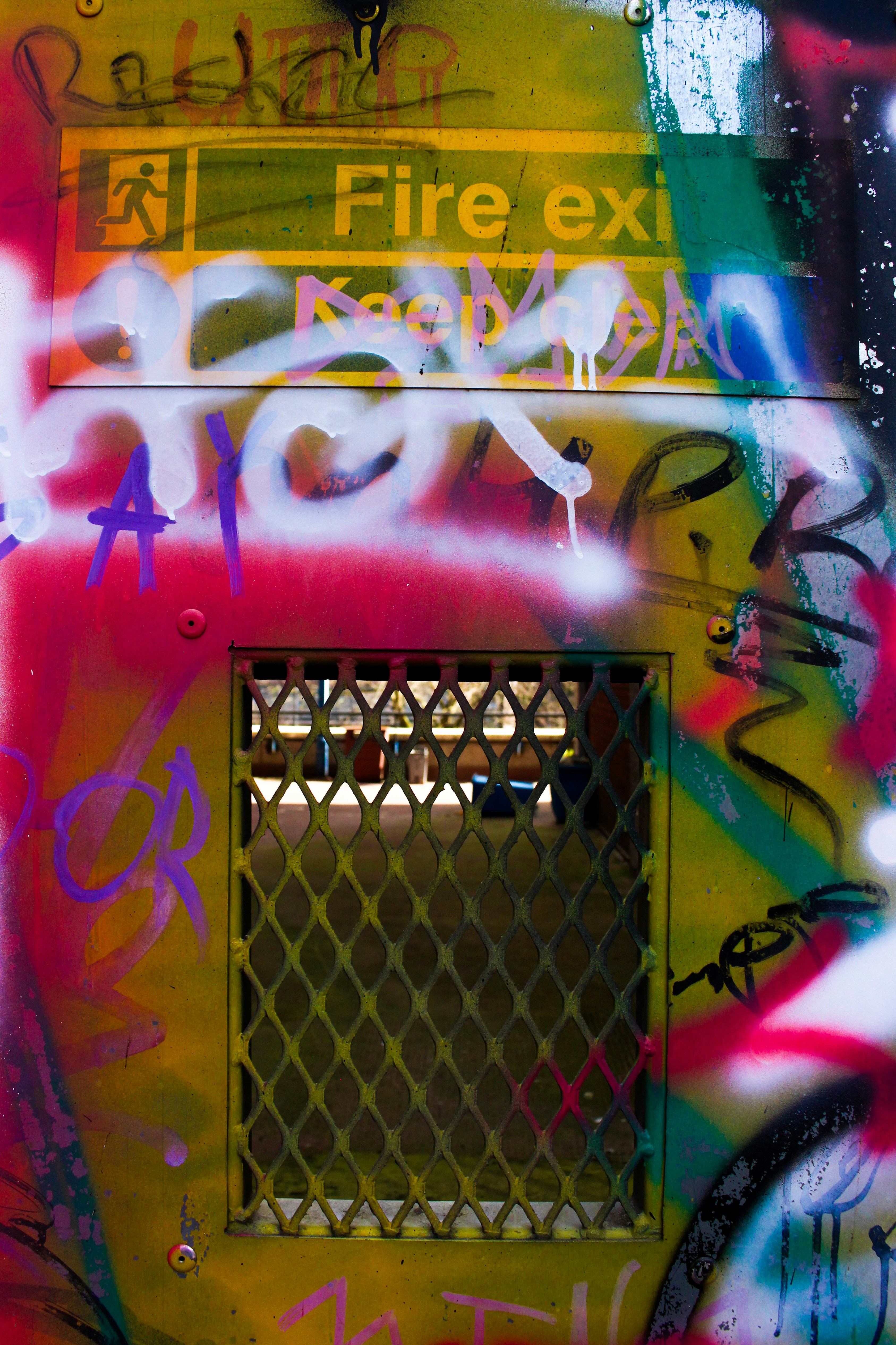 Graffiti covers a fire exit door. photo – Free Art Image on Unsplash