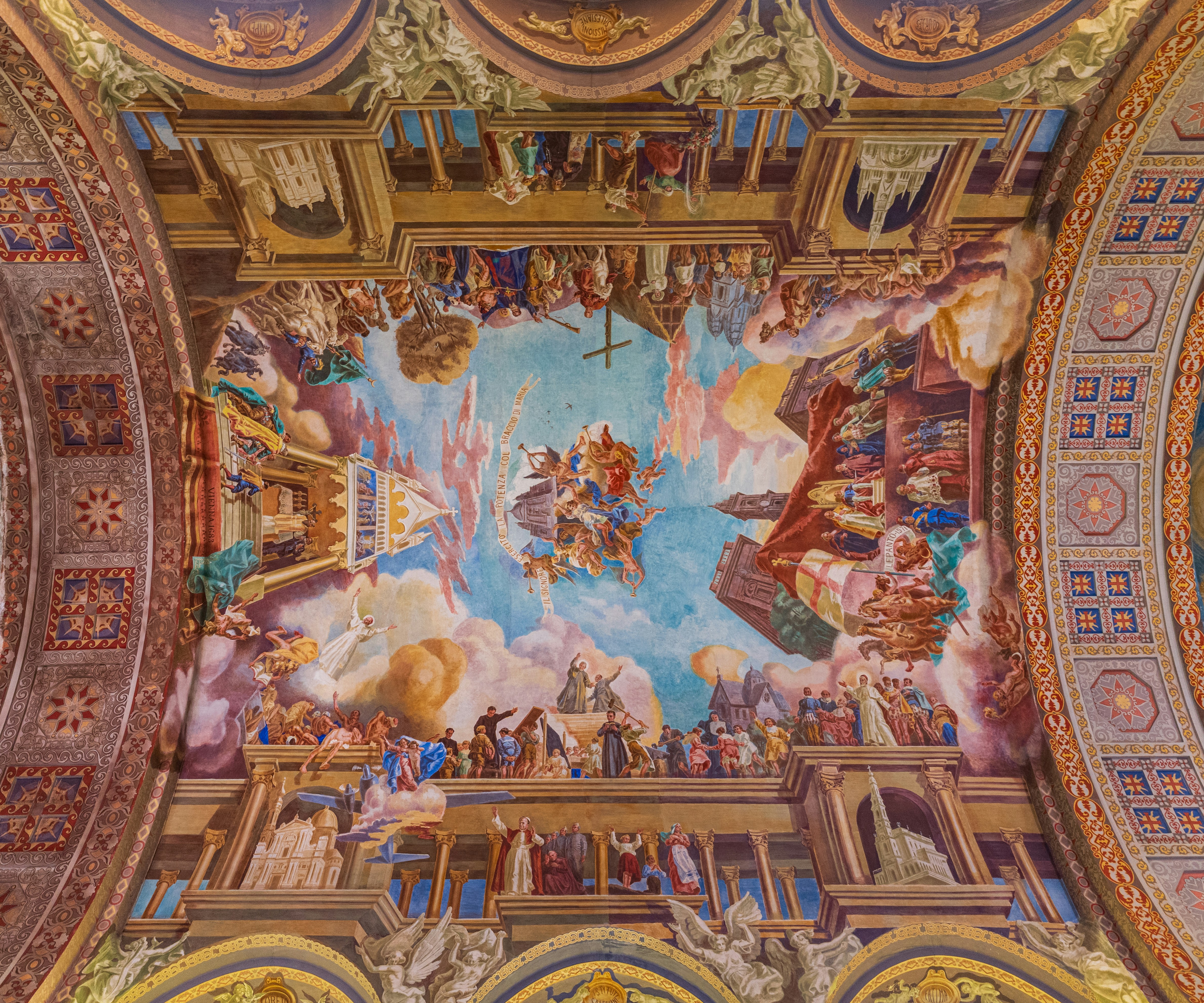Colorful religious ceiling painting inside a building. photo – Free ...