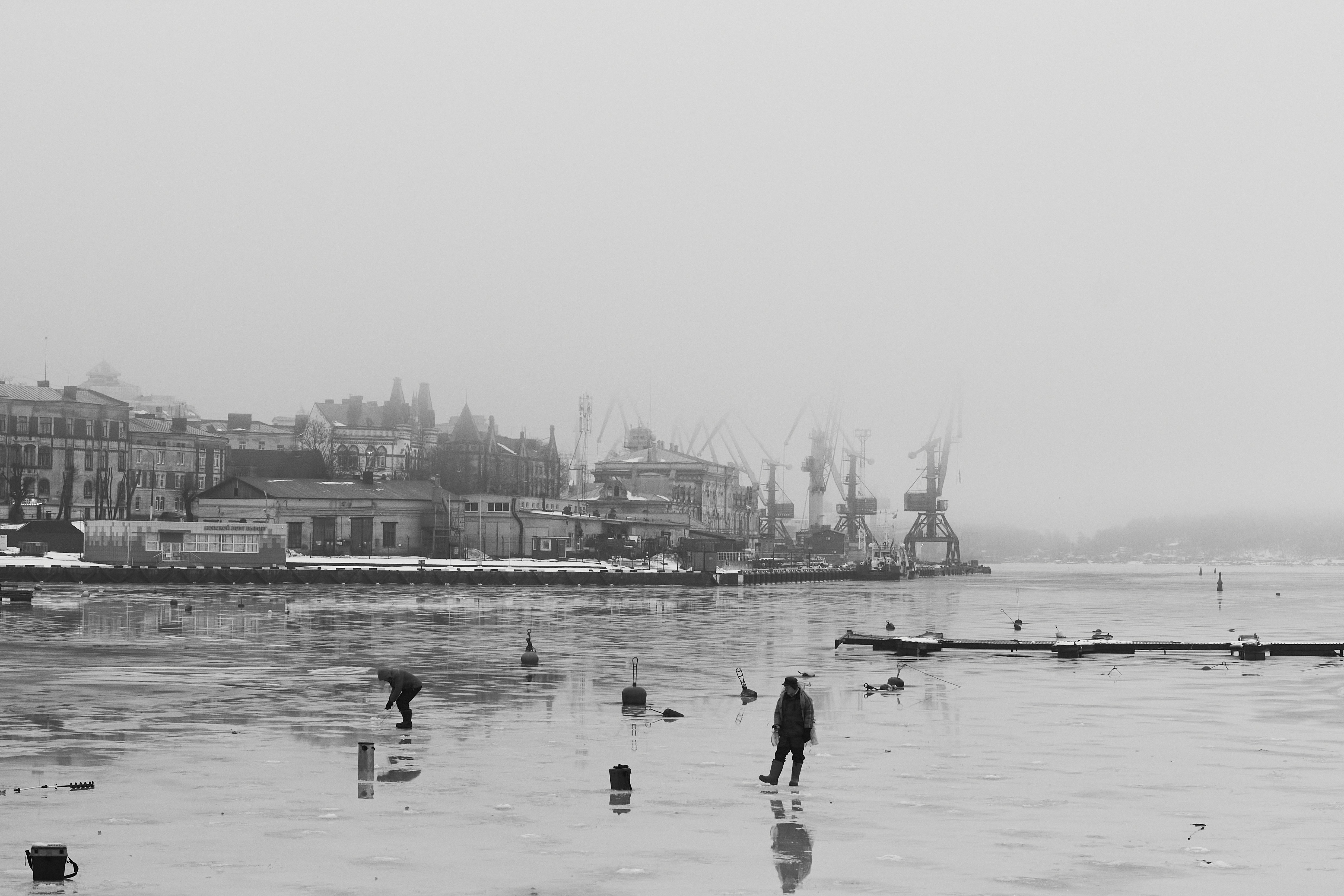 Winter Fishing on the Frosted Harbor