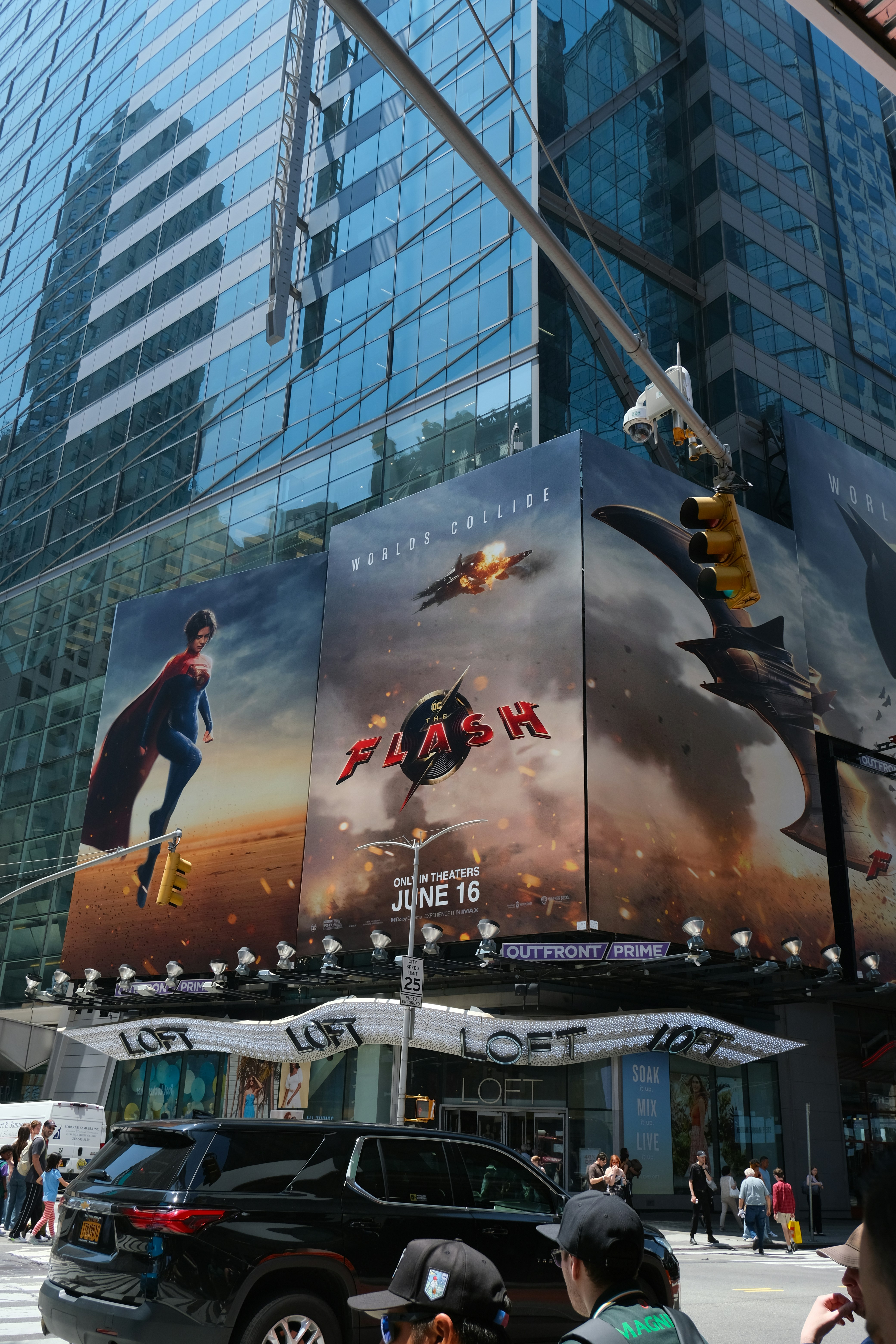 Movie billboards advertising the flash are shown. photo – Free Car ...
