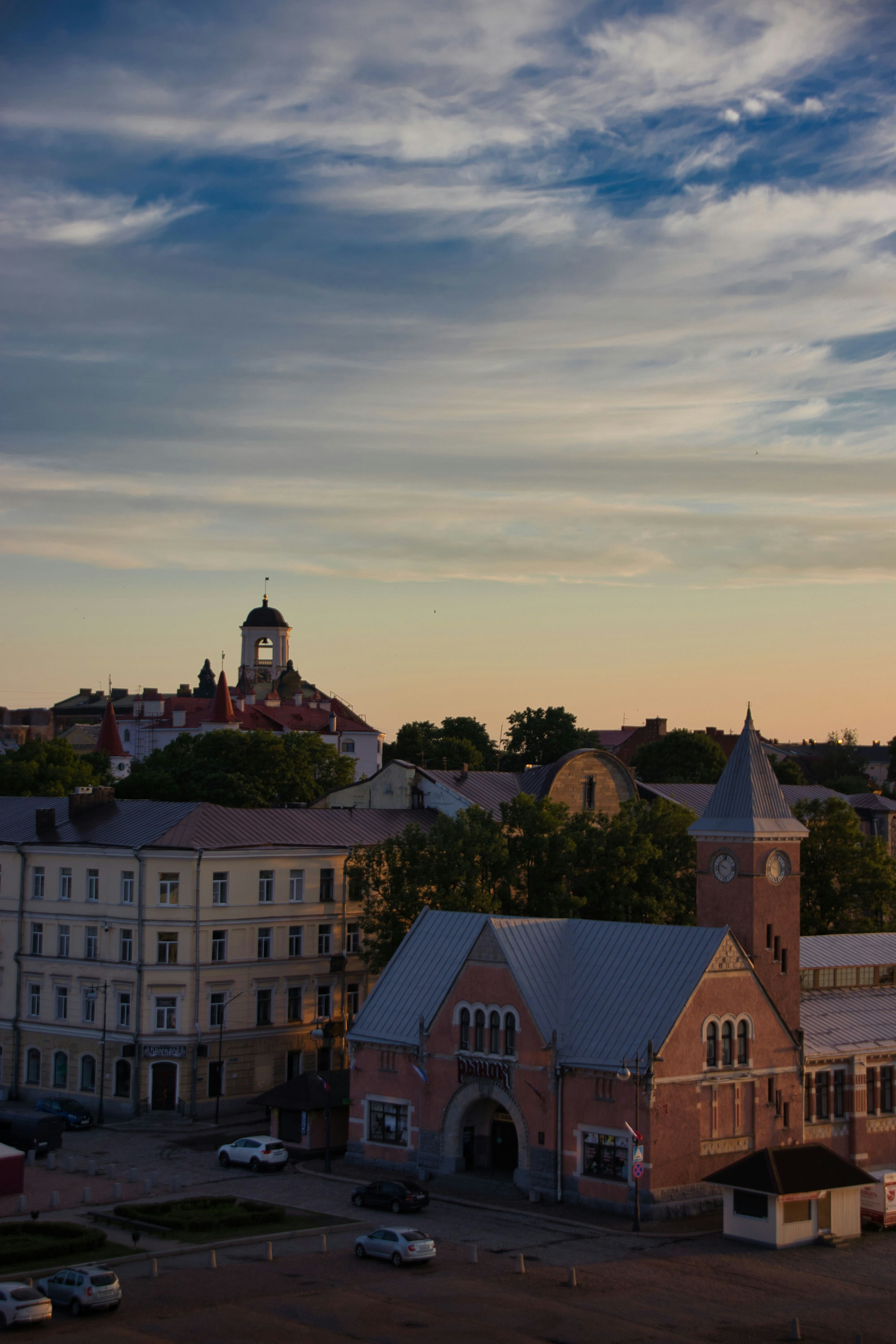 Evening Tranquility Over Vyborg's Historic Square
