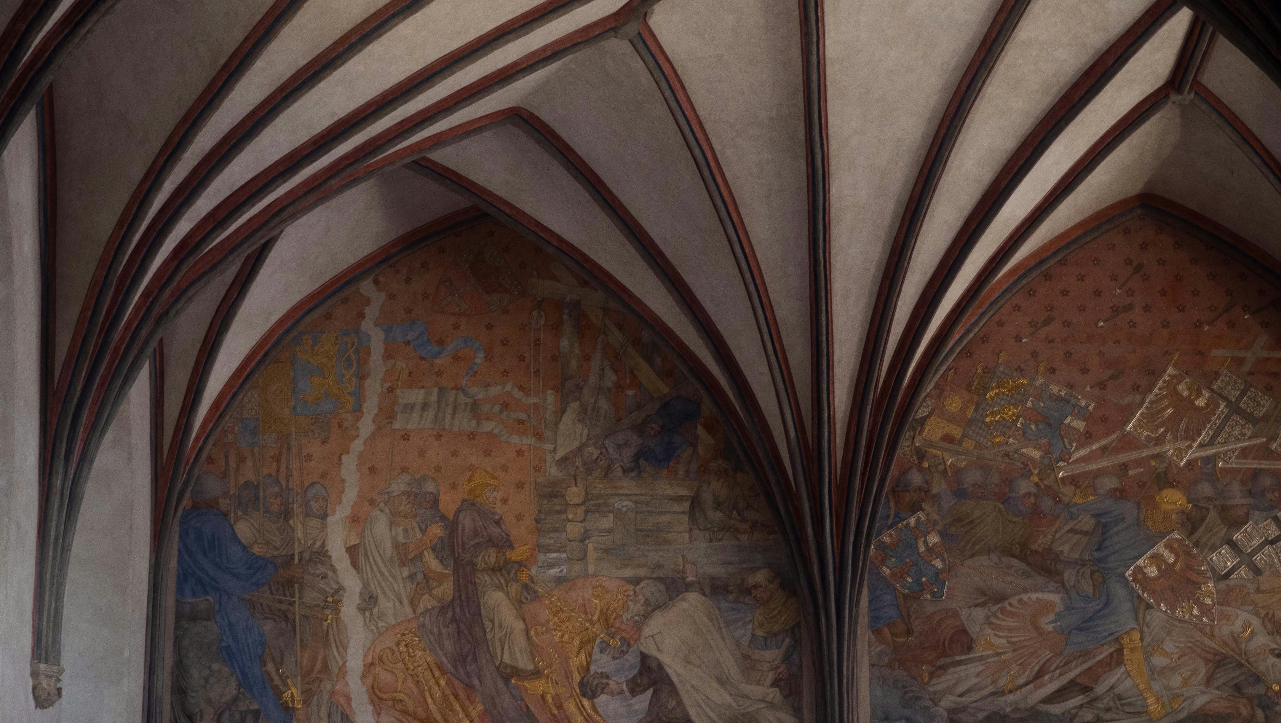 Arches frame colorful murals on a historic ceiling. photo – Free ...