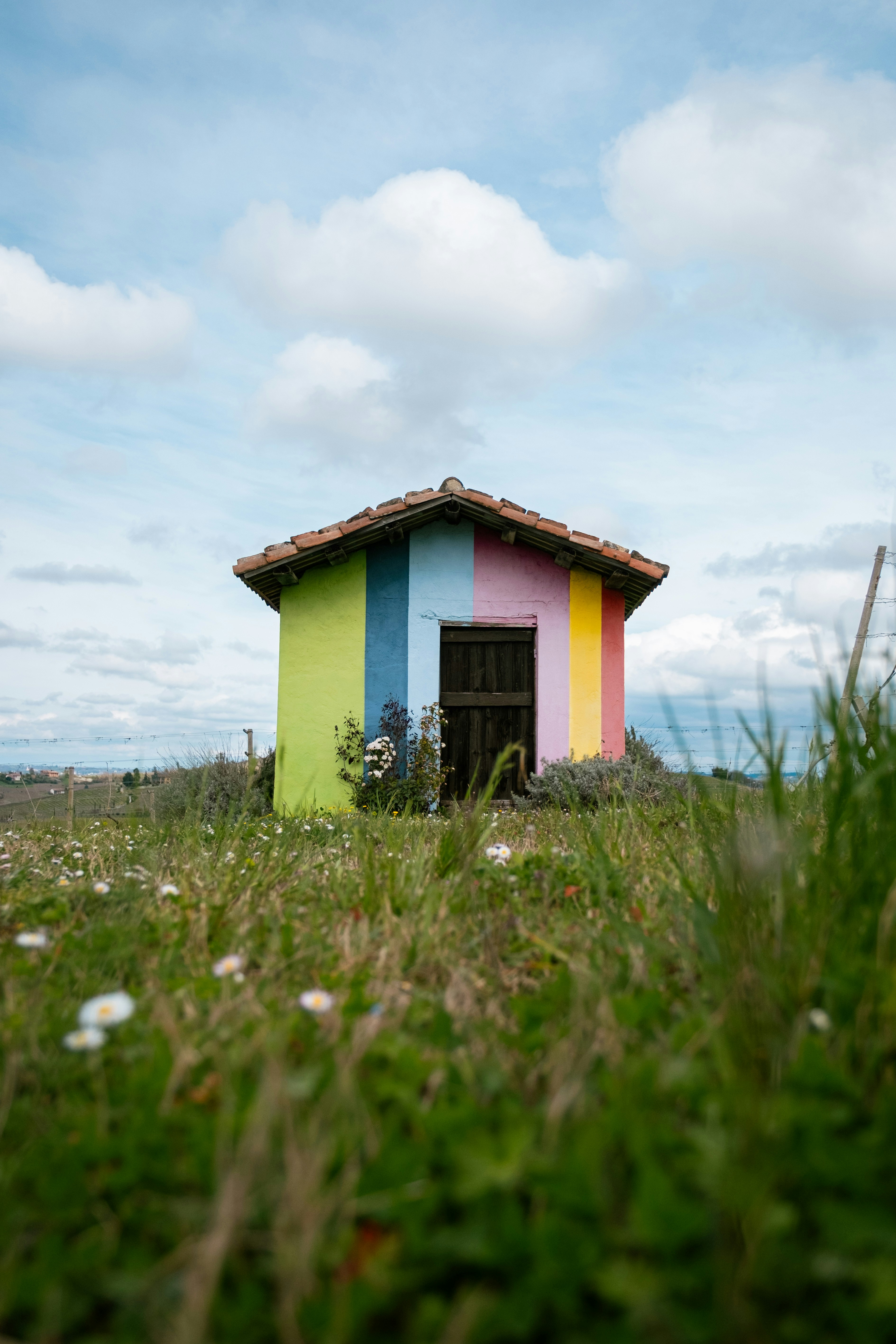 Una colorida choza se destaca en el campo. foto – Imagen de Casa ...