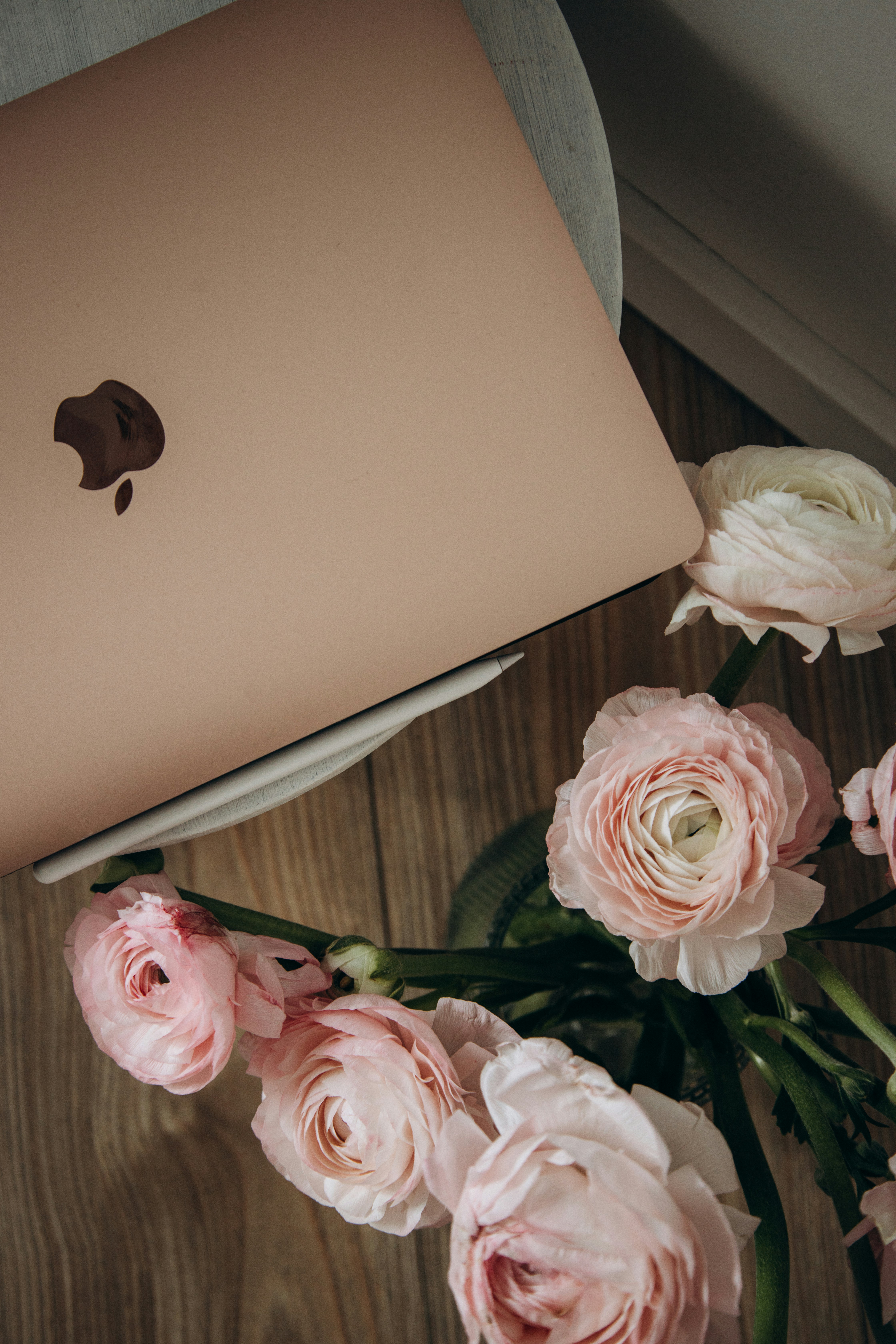 Laptop and flowers create a beautiful, aesthetic setup. photo – Free ...