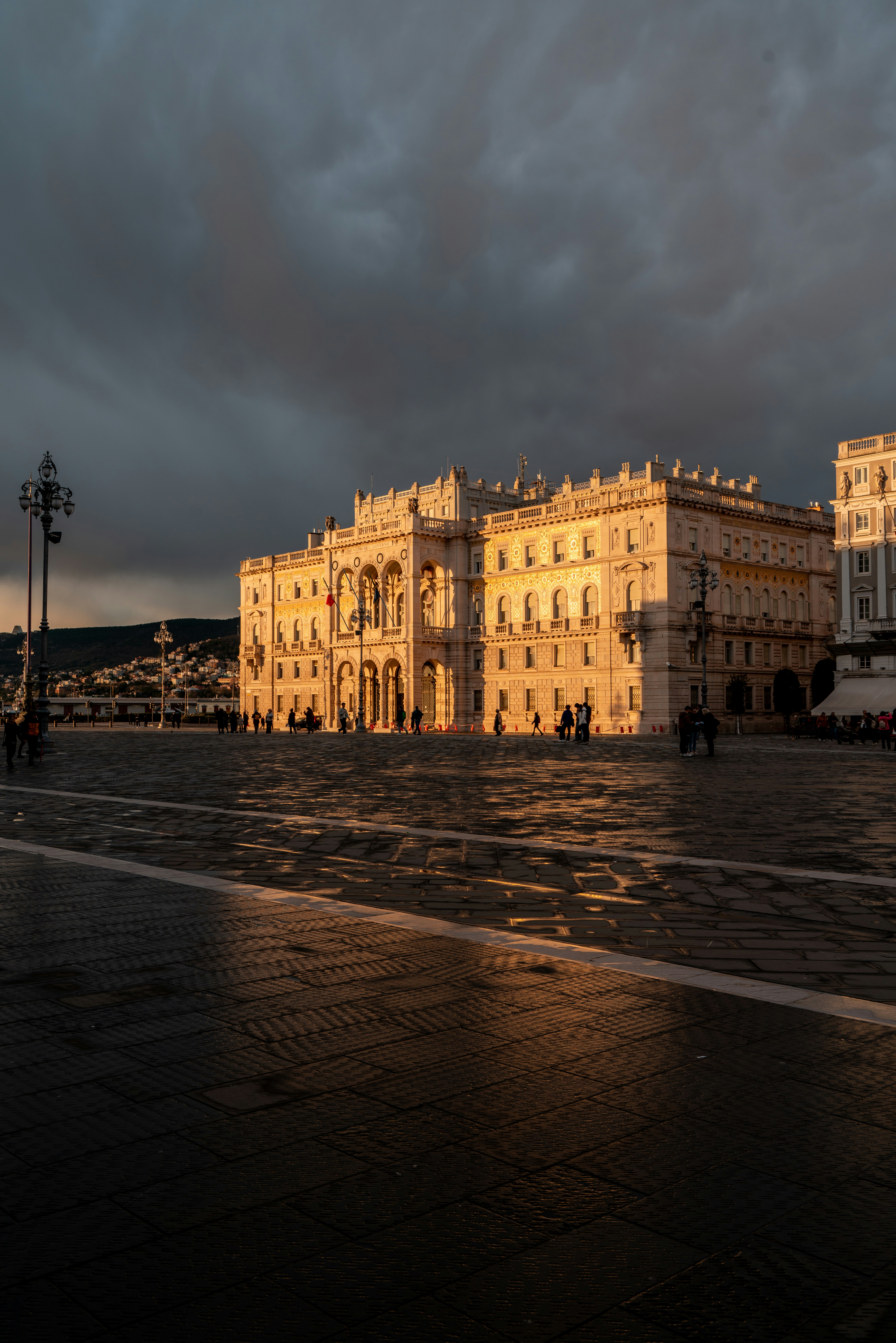 Golden Facade in a Stormy Dusk