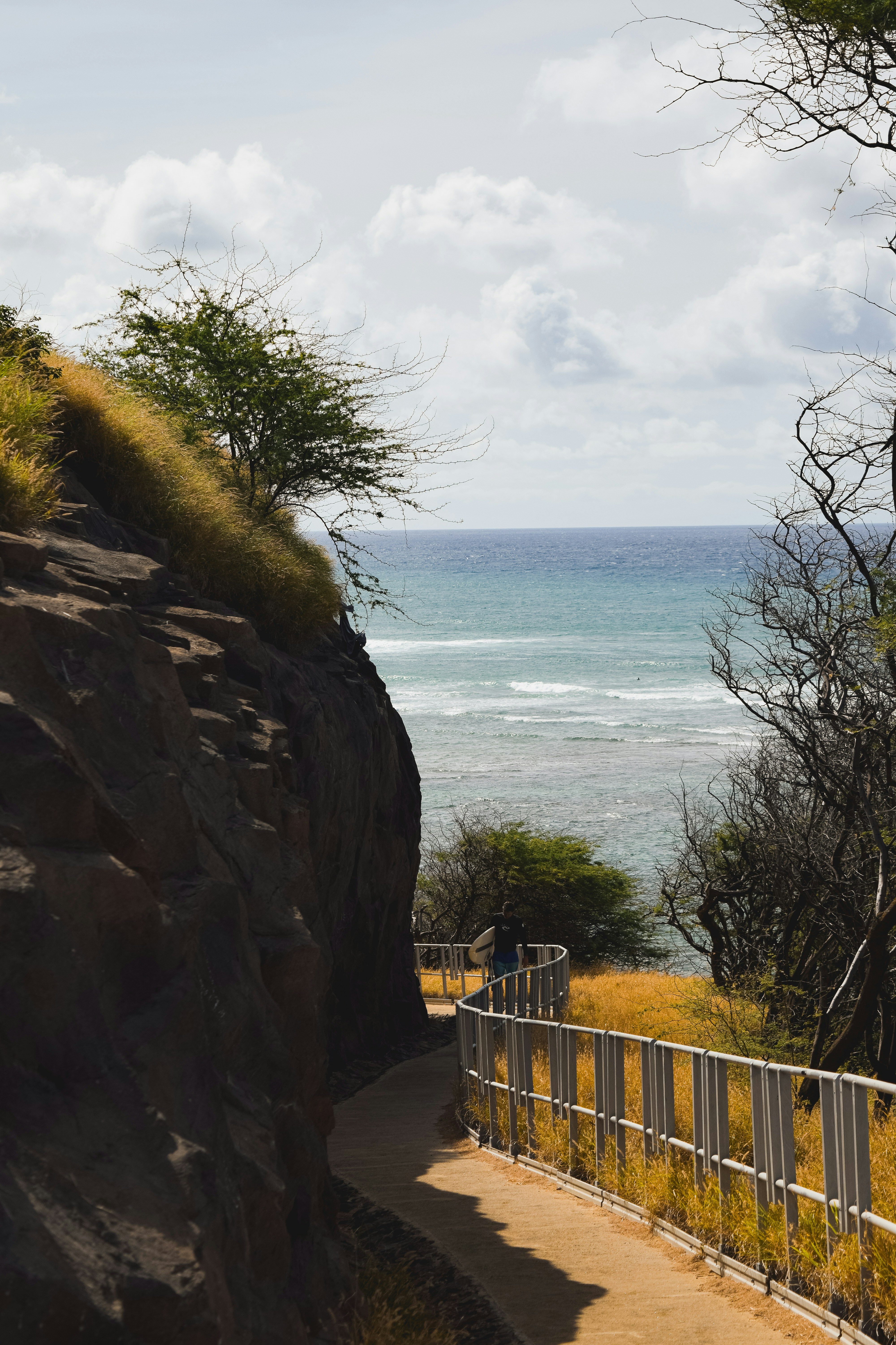 Pathway curves along a cliff towards the ocean. photo – Free Human ...