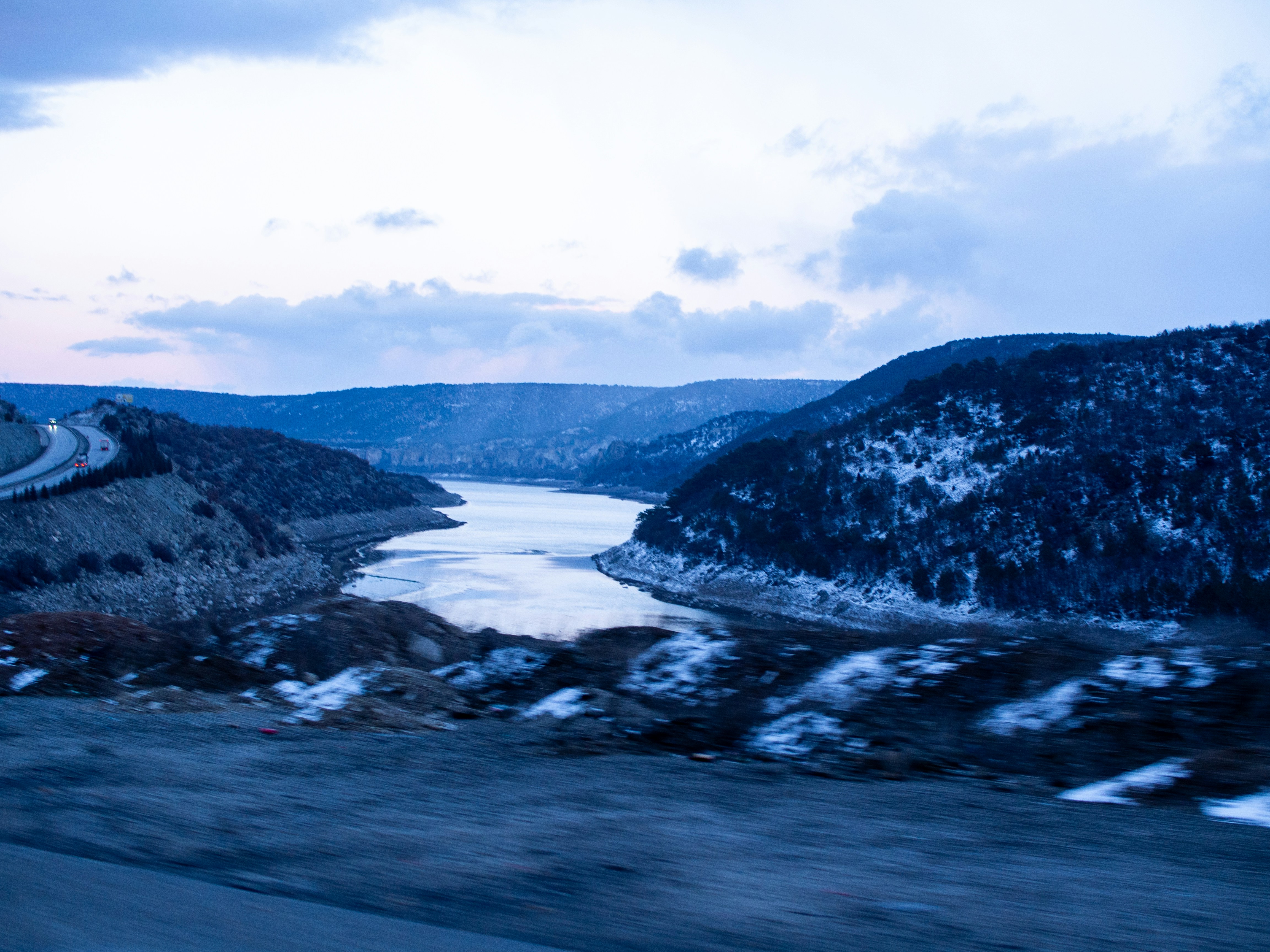 Twilight Over Icy River Bend