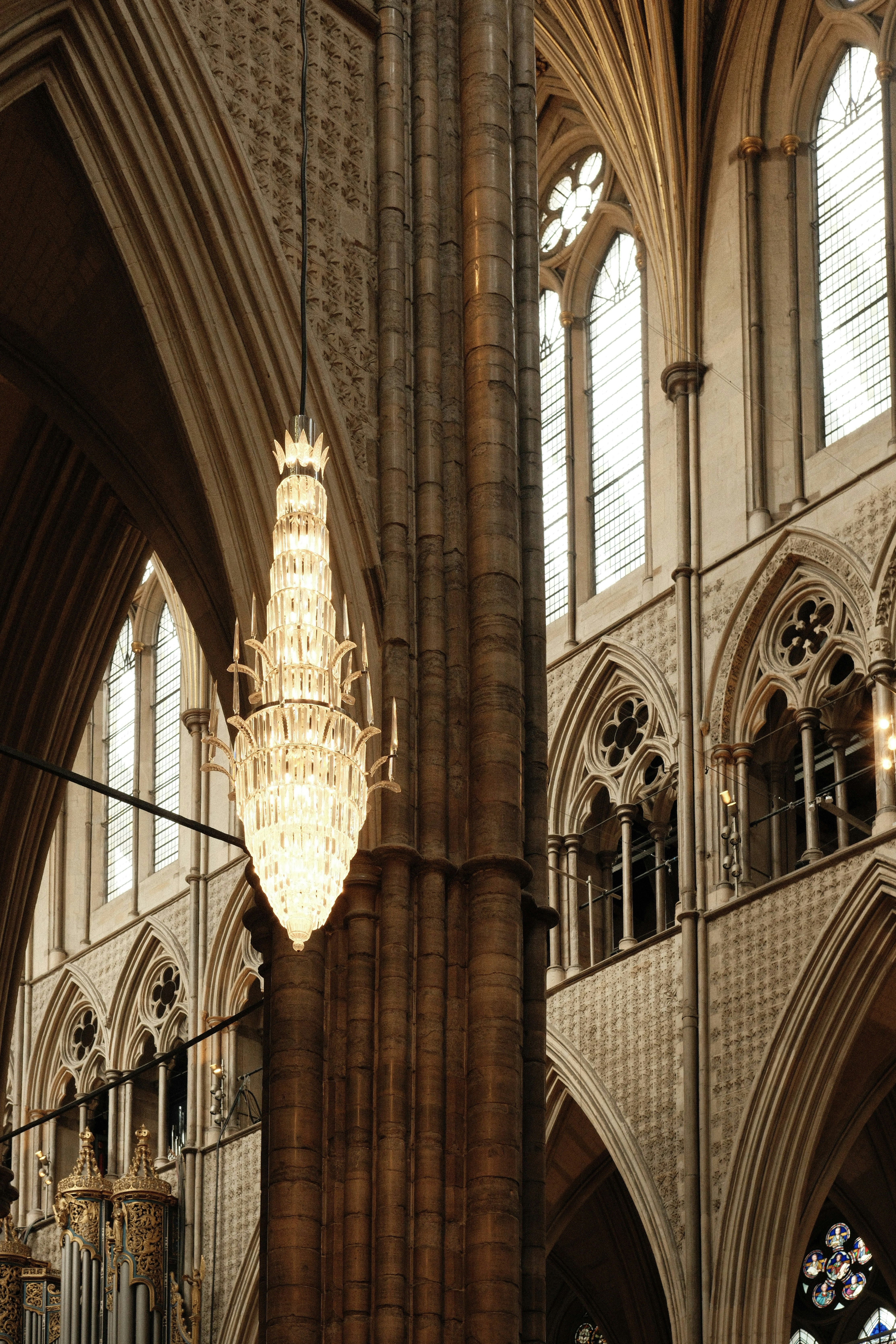 Crystal Crown of Light in a Gothic Nave