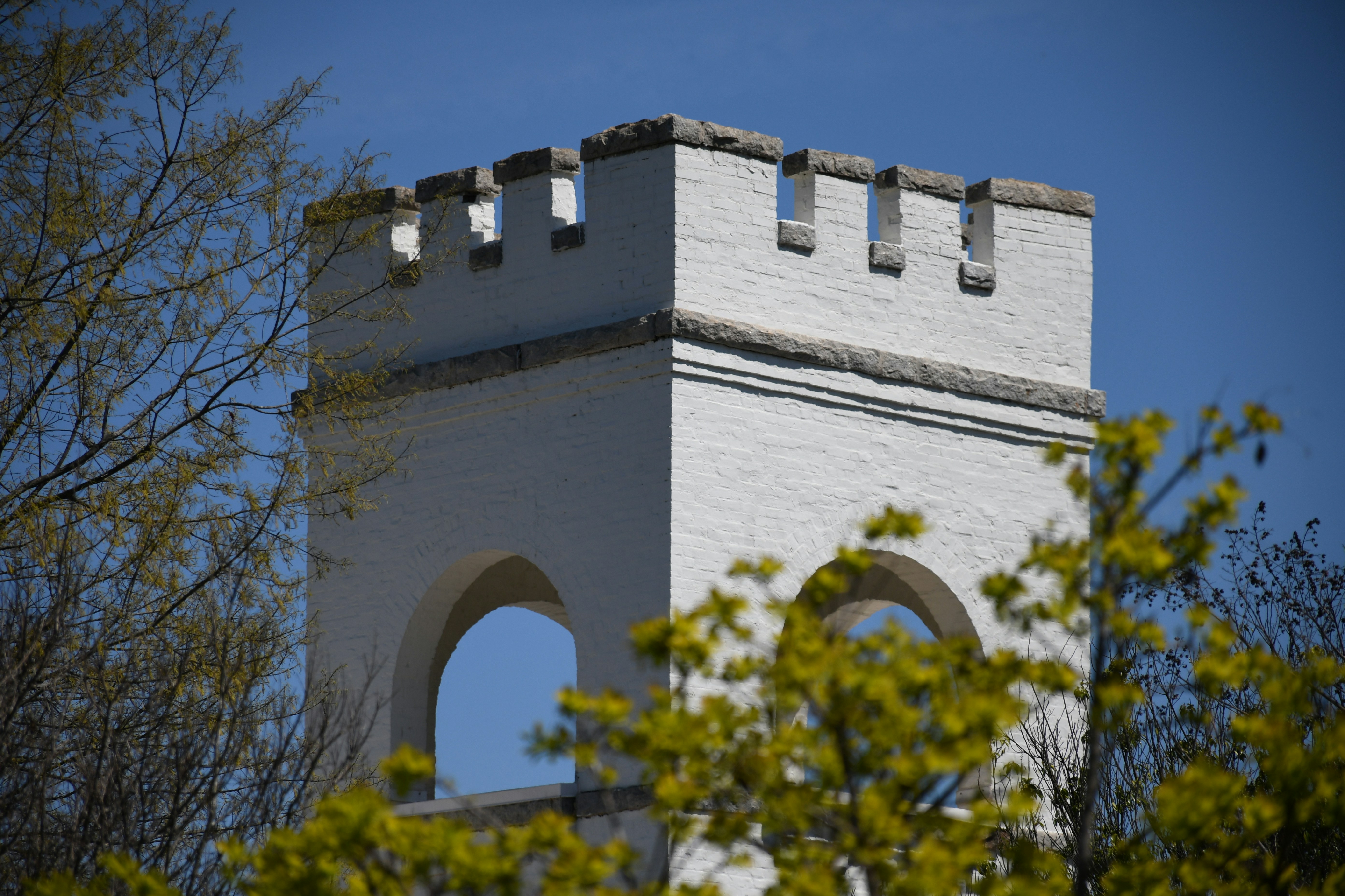 Historic Tower Amid Spring Foliage
