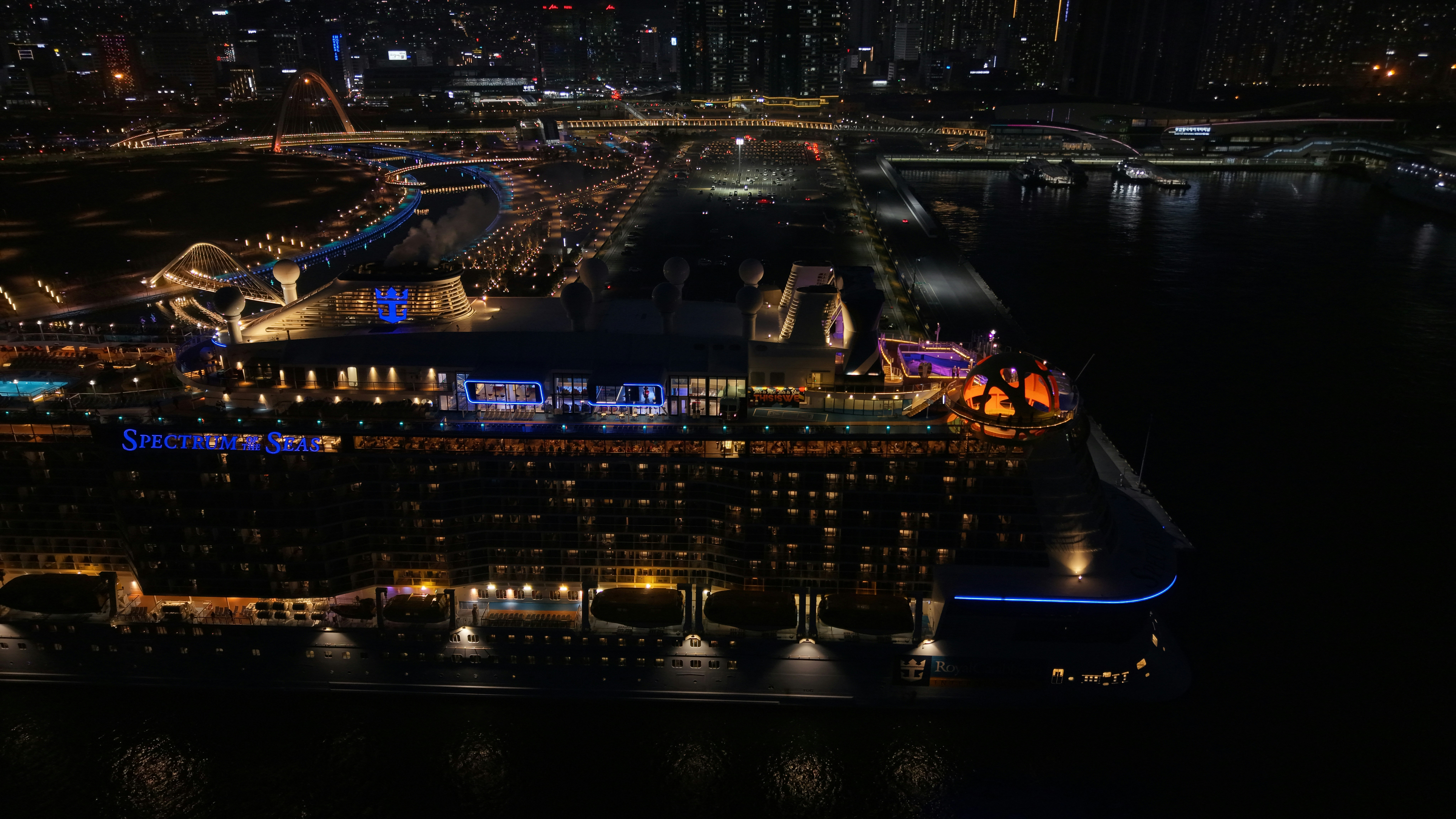 Nighttime Harbor Elegance: Spectrum of the Seas