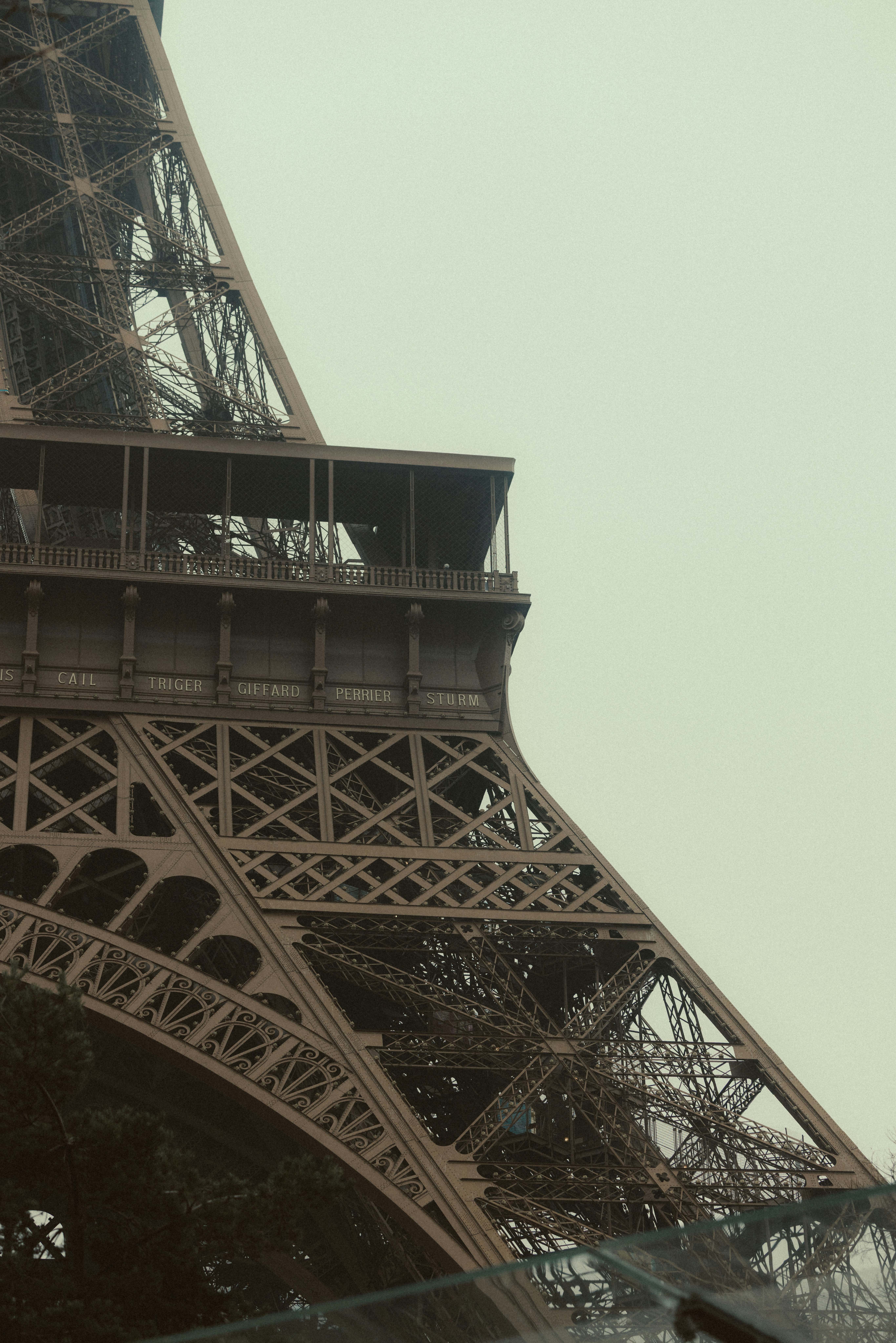 Iron Lace over Parisian Sky: a close-up study of the Eiffel Tower