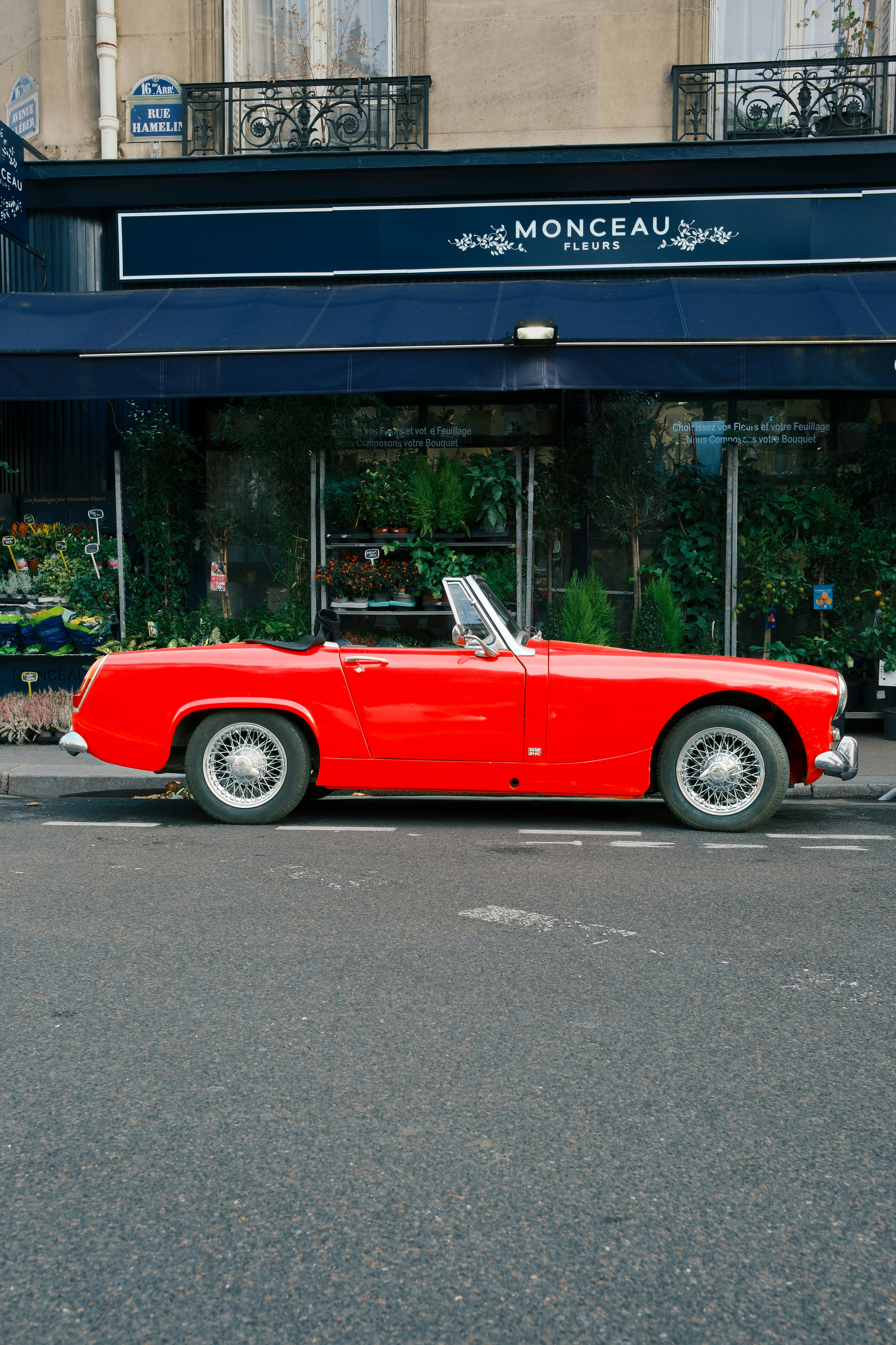 Red Classic Convertible on Parisian Street