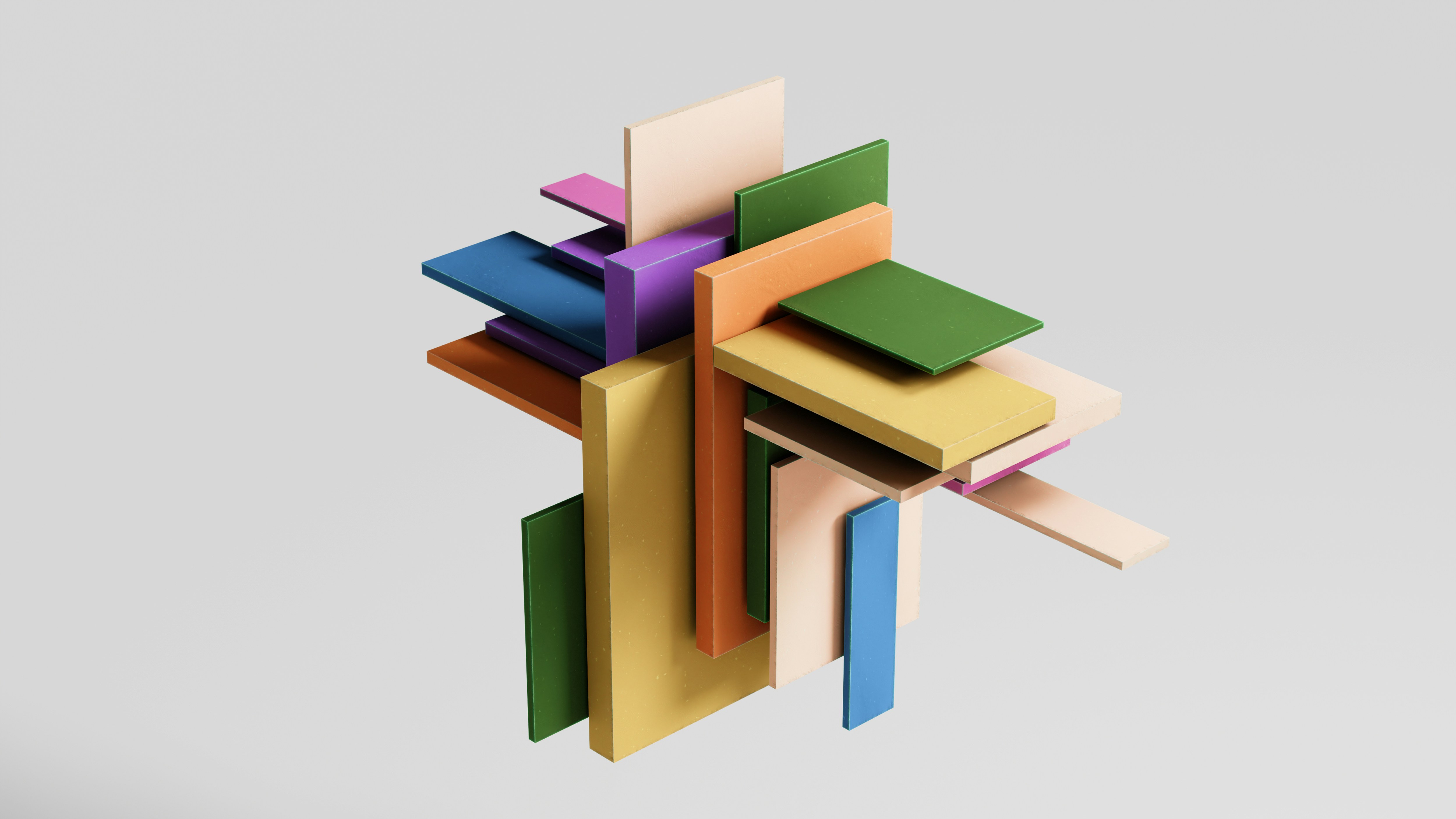 Colorful geometric blocks are arranged in a stack. photo – Free ...