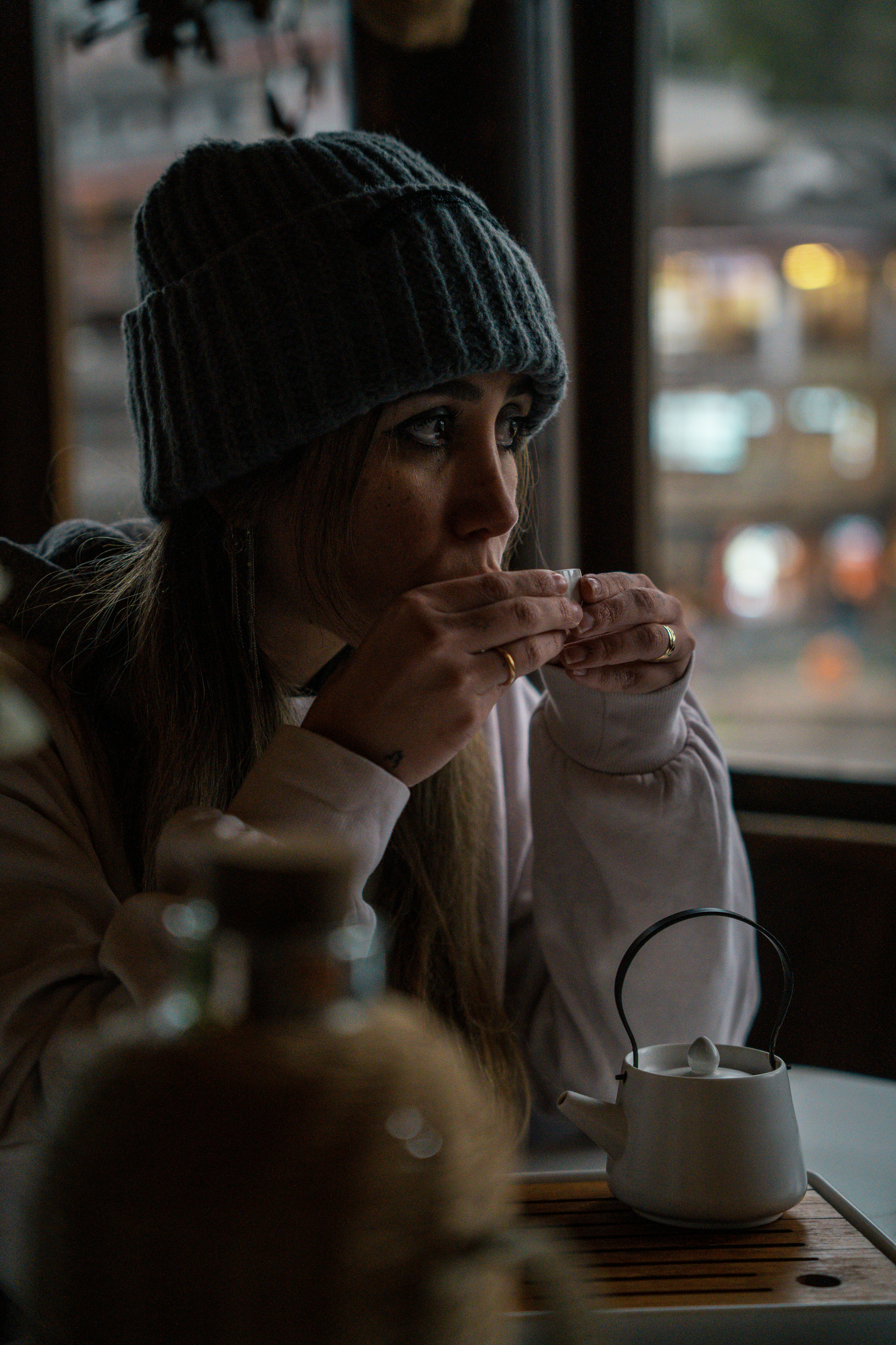 Quiet Warmth: A Moment by the Teapot in Dusk