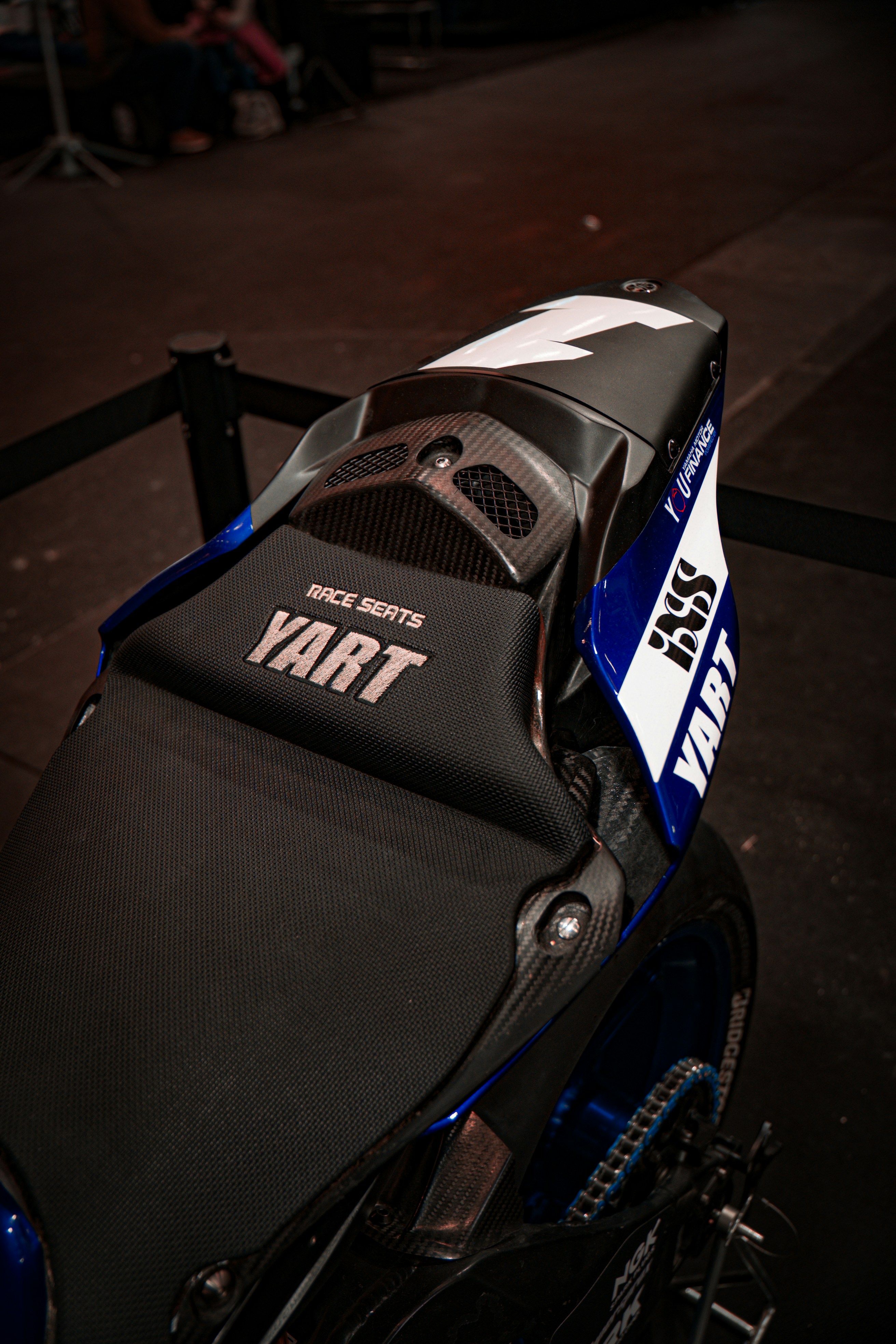 Motorcycle's racing seat with sponsor logos. photo – Free Background ...