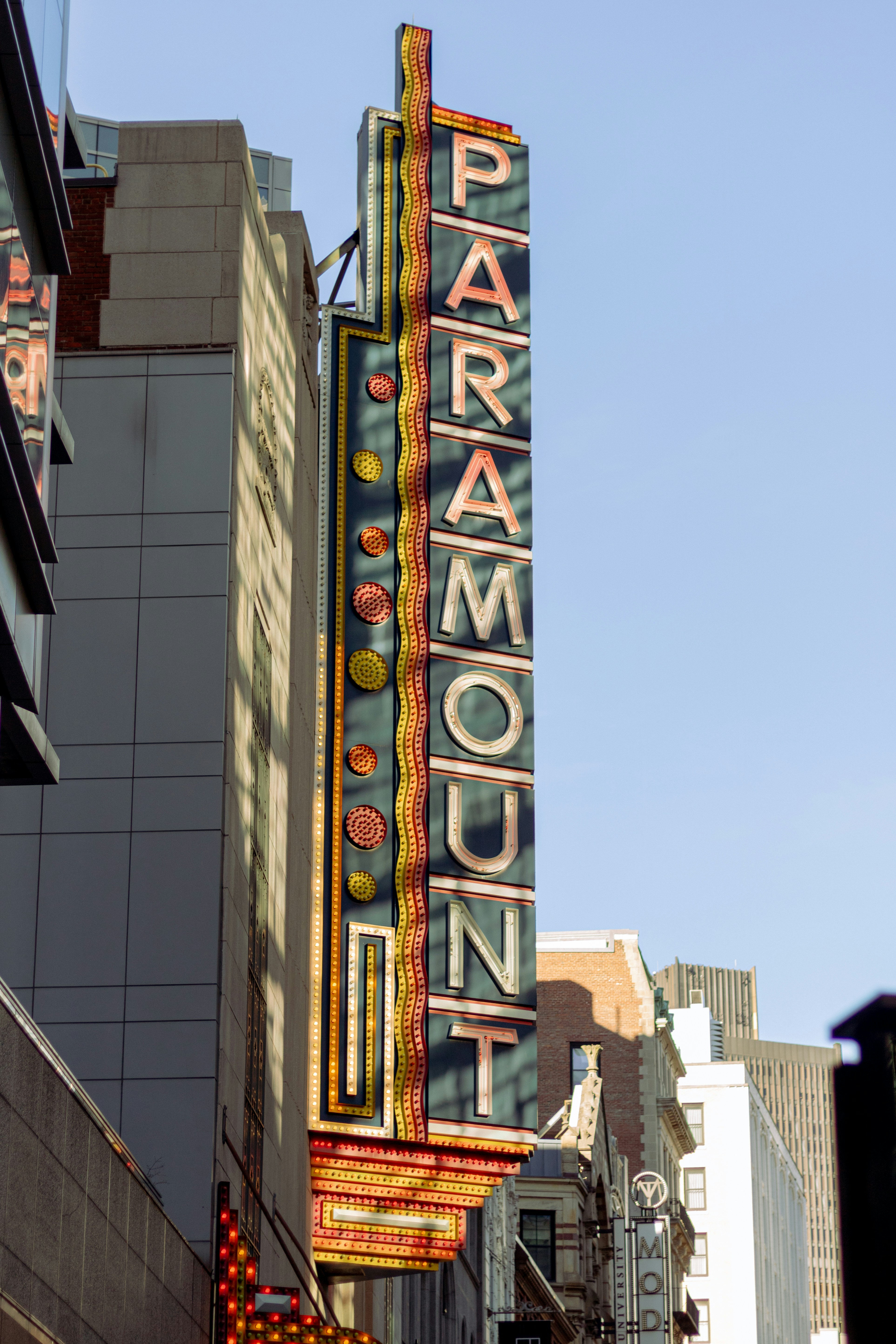 Paramount theater sign in bright, sunny light. photo – Free Building ...