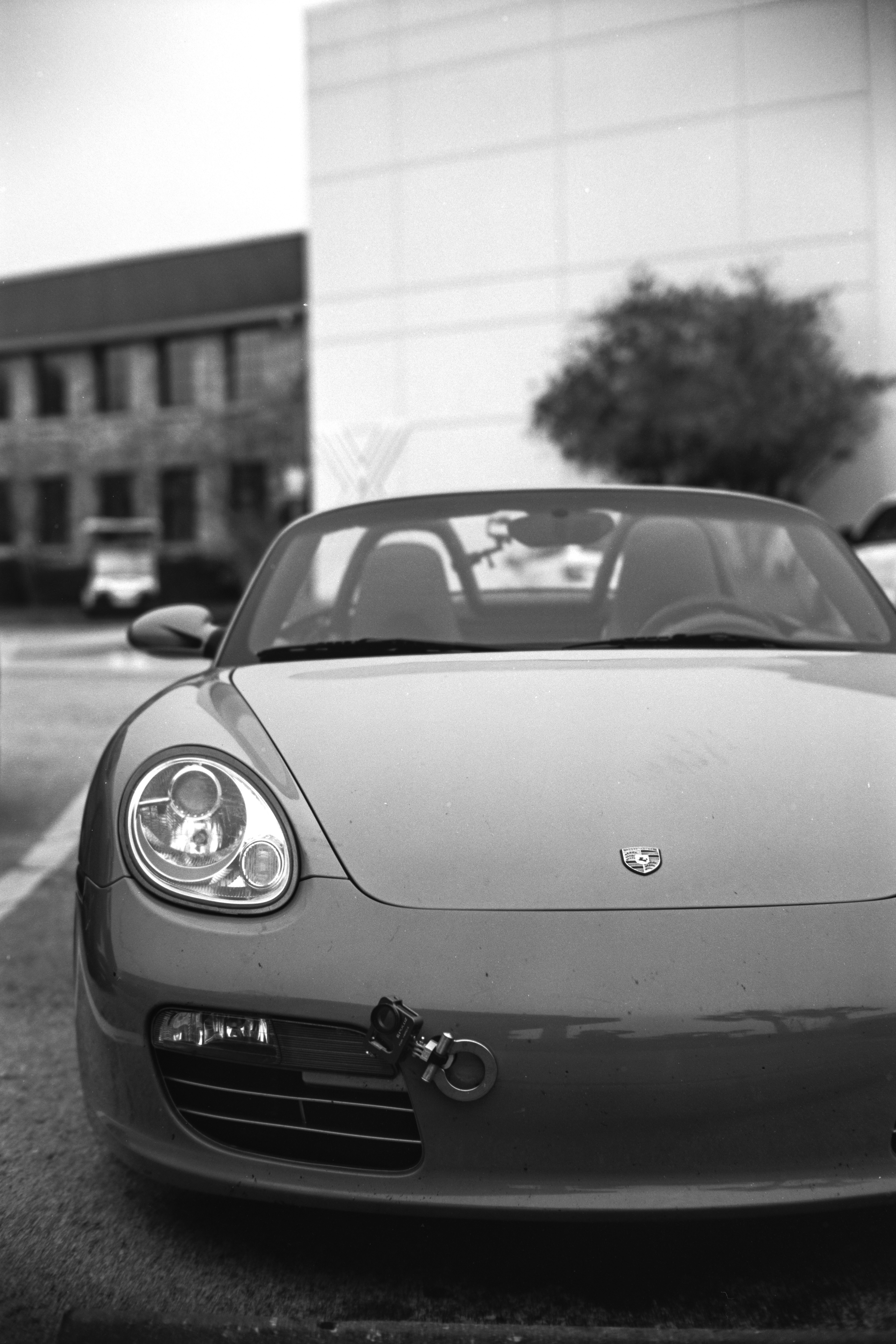 Porsche Front End in Mono: A Quiet Parking Lot Portrait