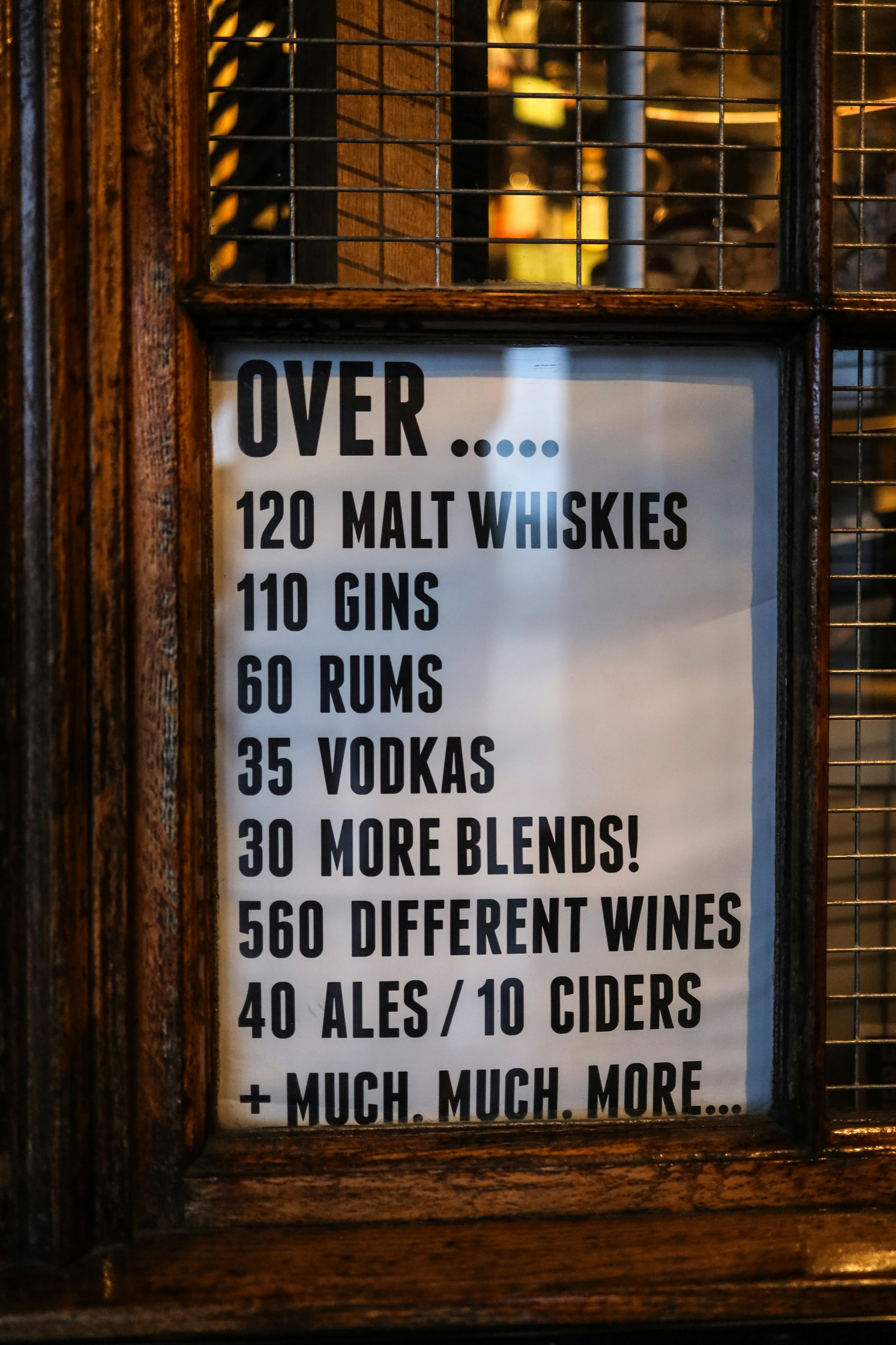This establishment boasts a vast selection of alcoholic beverages ...