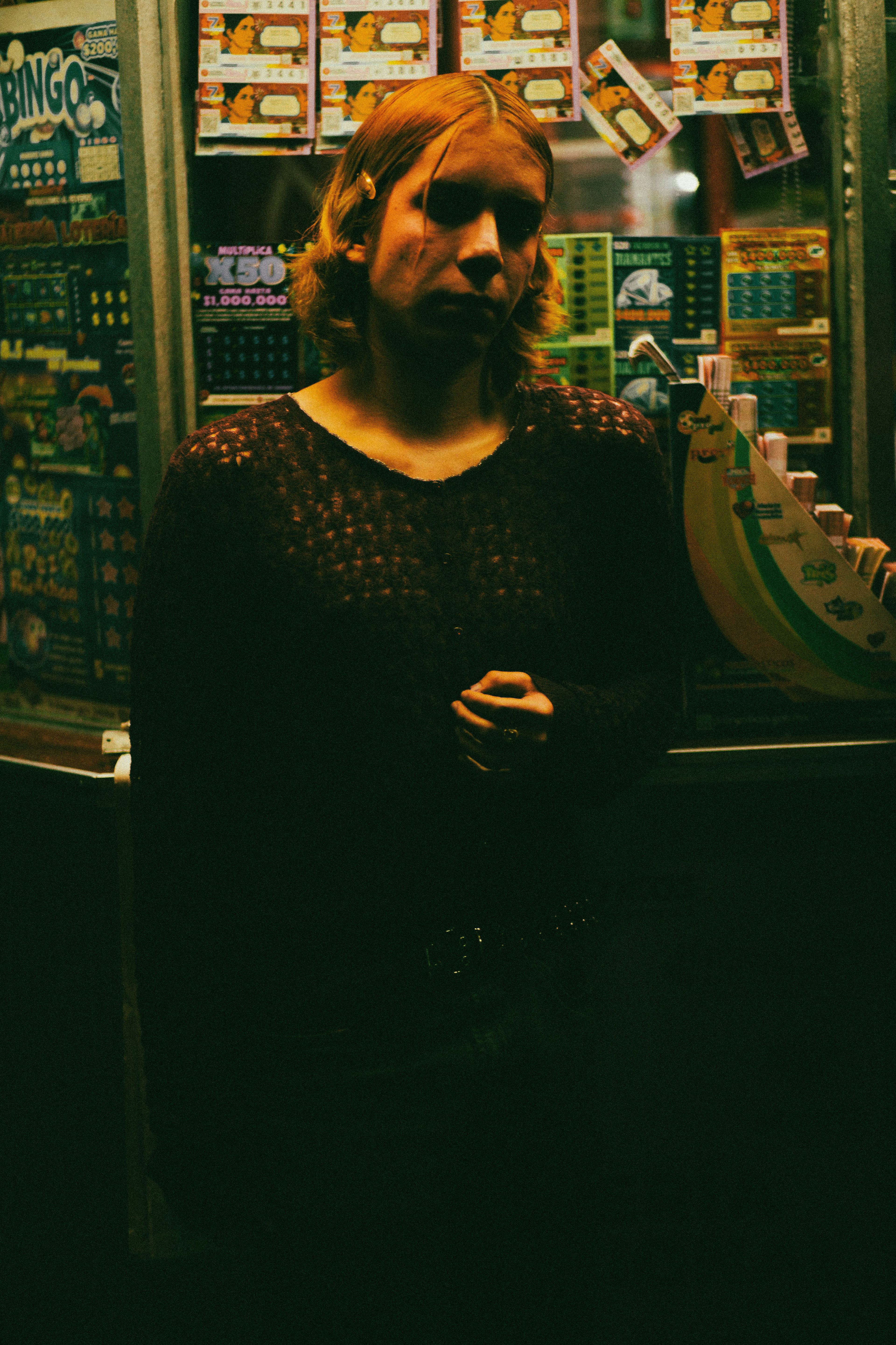 Whispers of the Night: A Portrait Amidst Neon Dreams