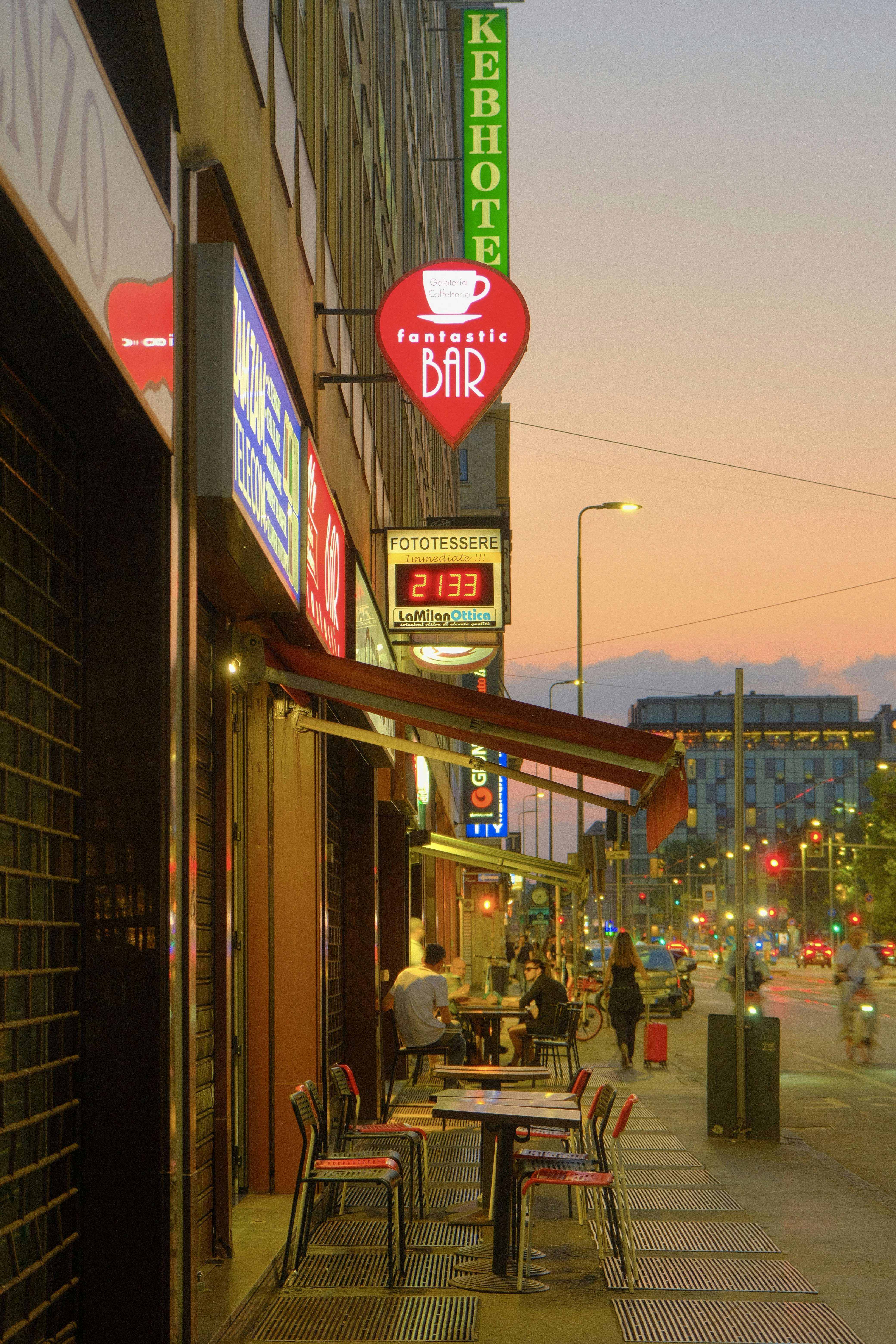 Evening Glow on a City Street