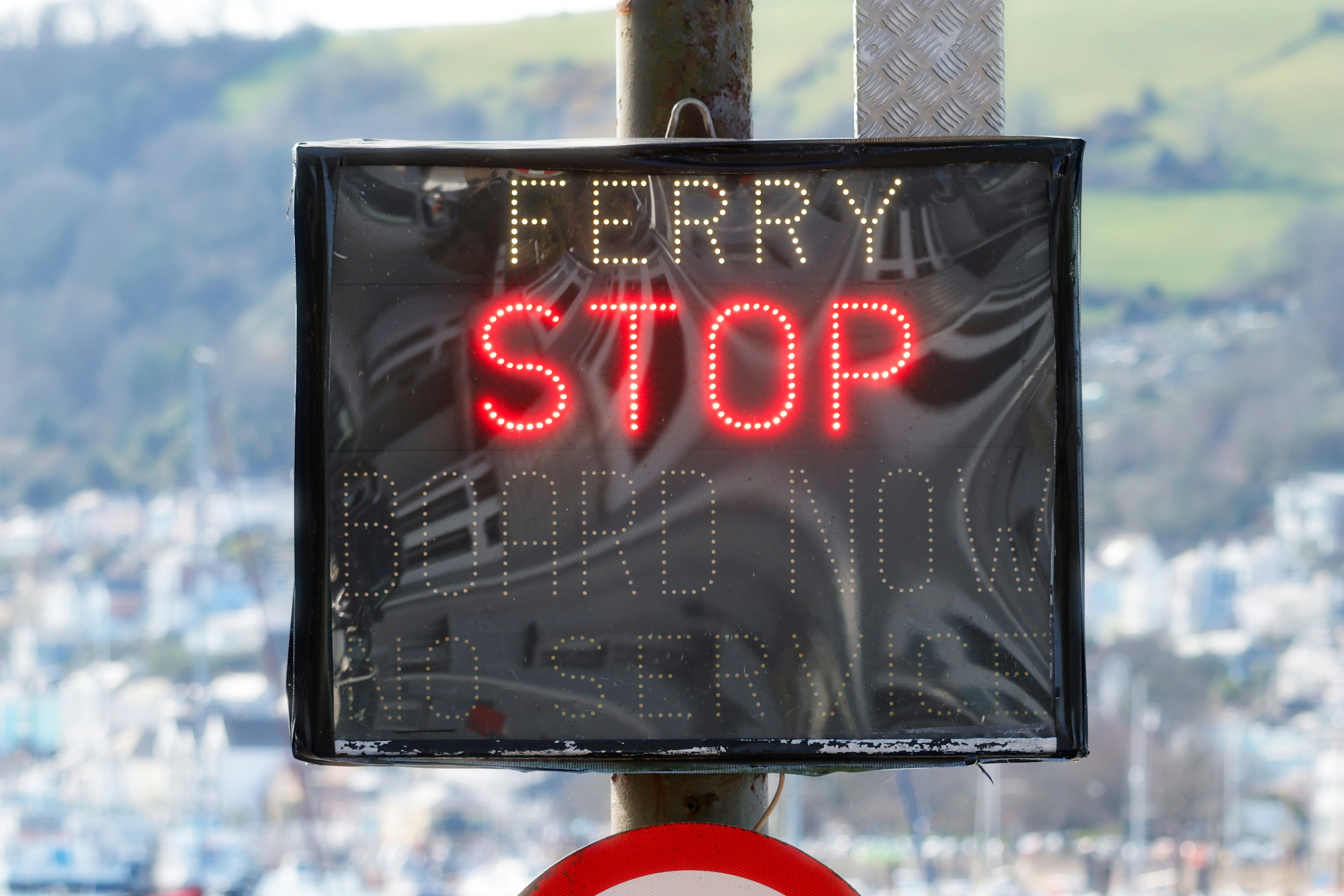 Ferry stop sign with illuminated words. photo – Free Electronics Image ...