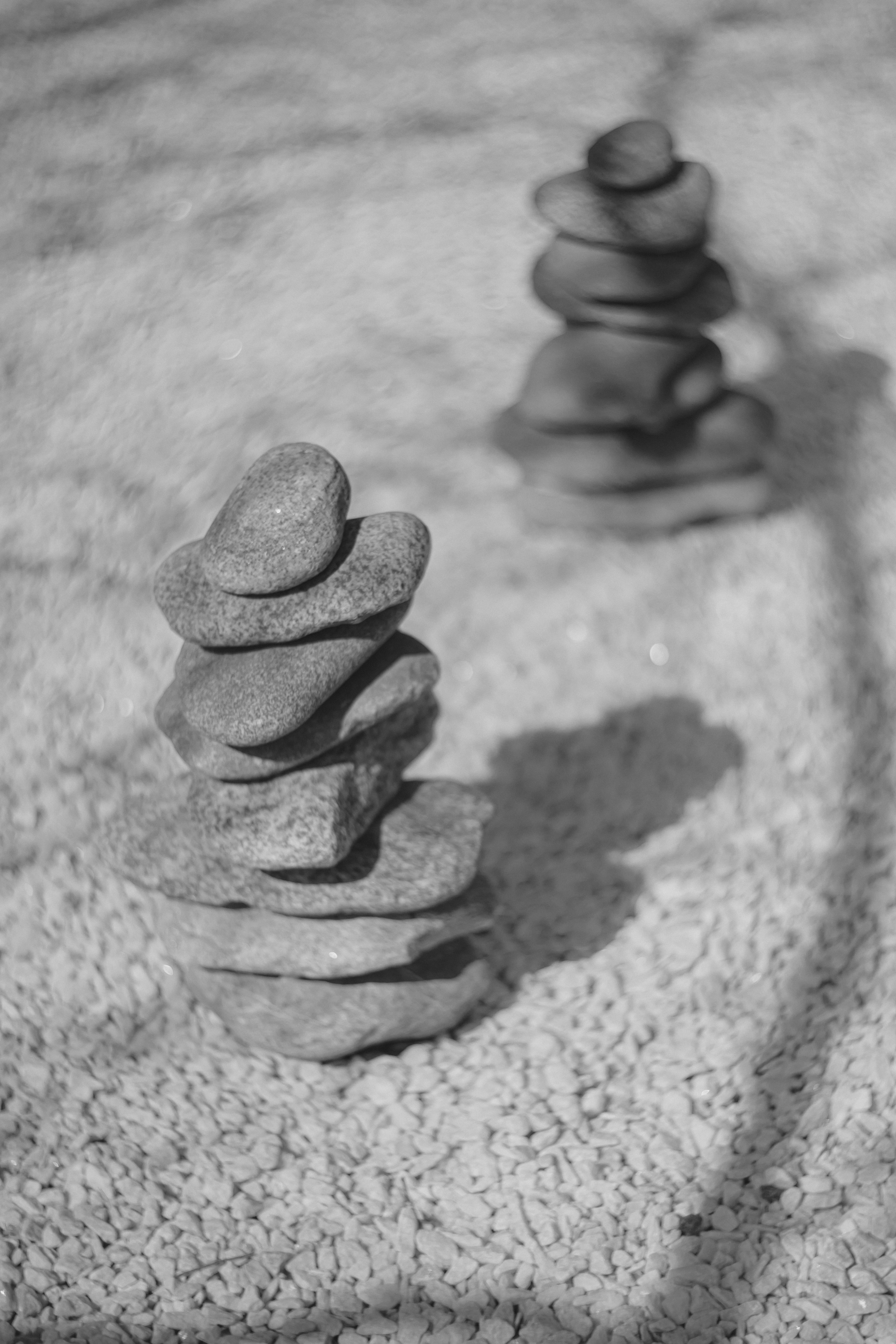 Harmonious Stone Towers in Monochrome
