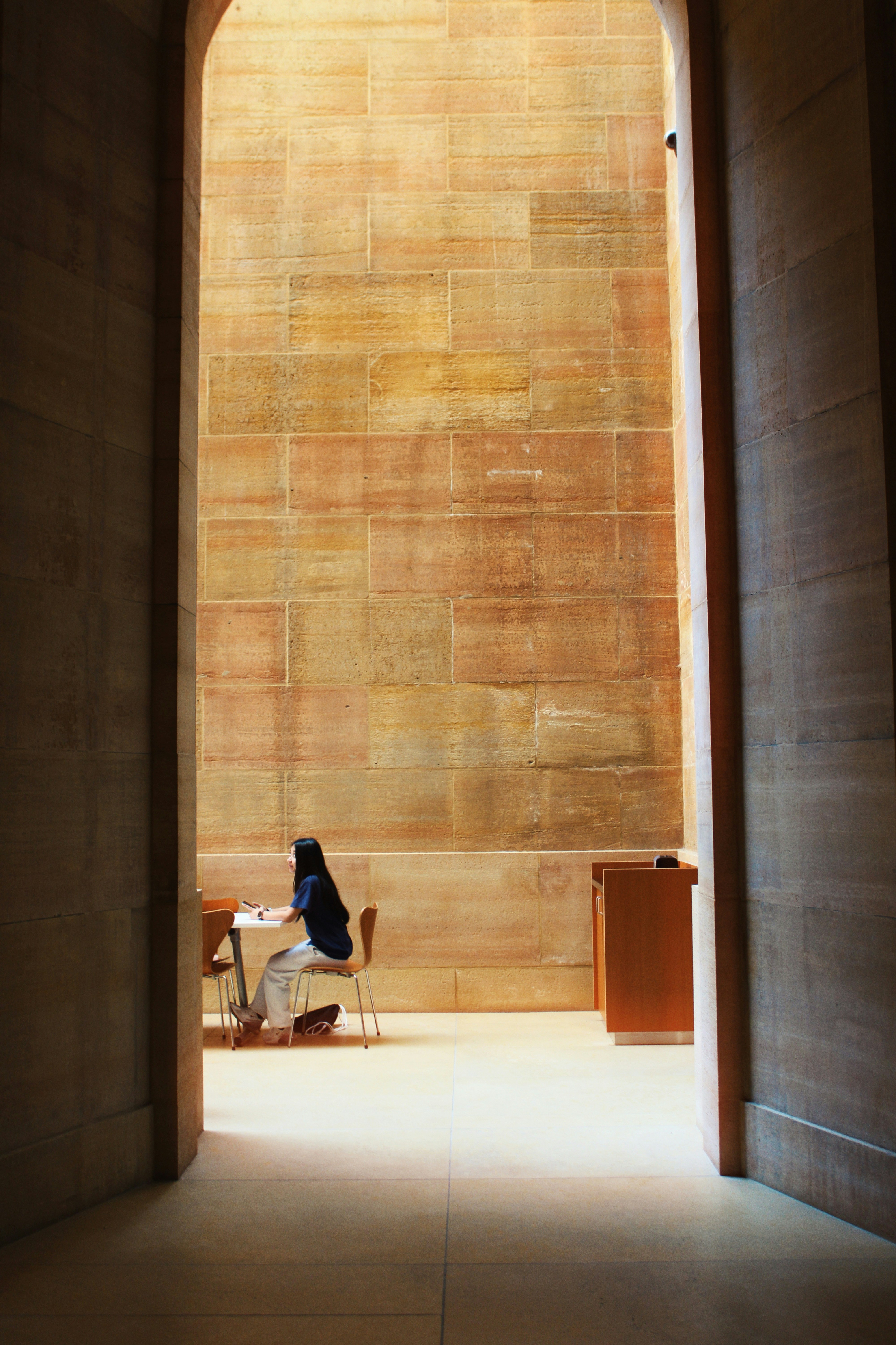 Silent Study in the Limestone Atrium