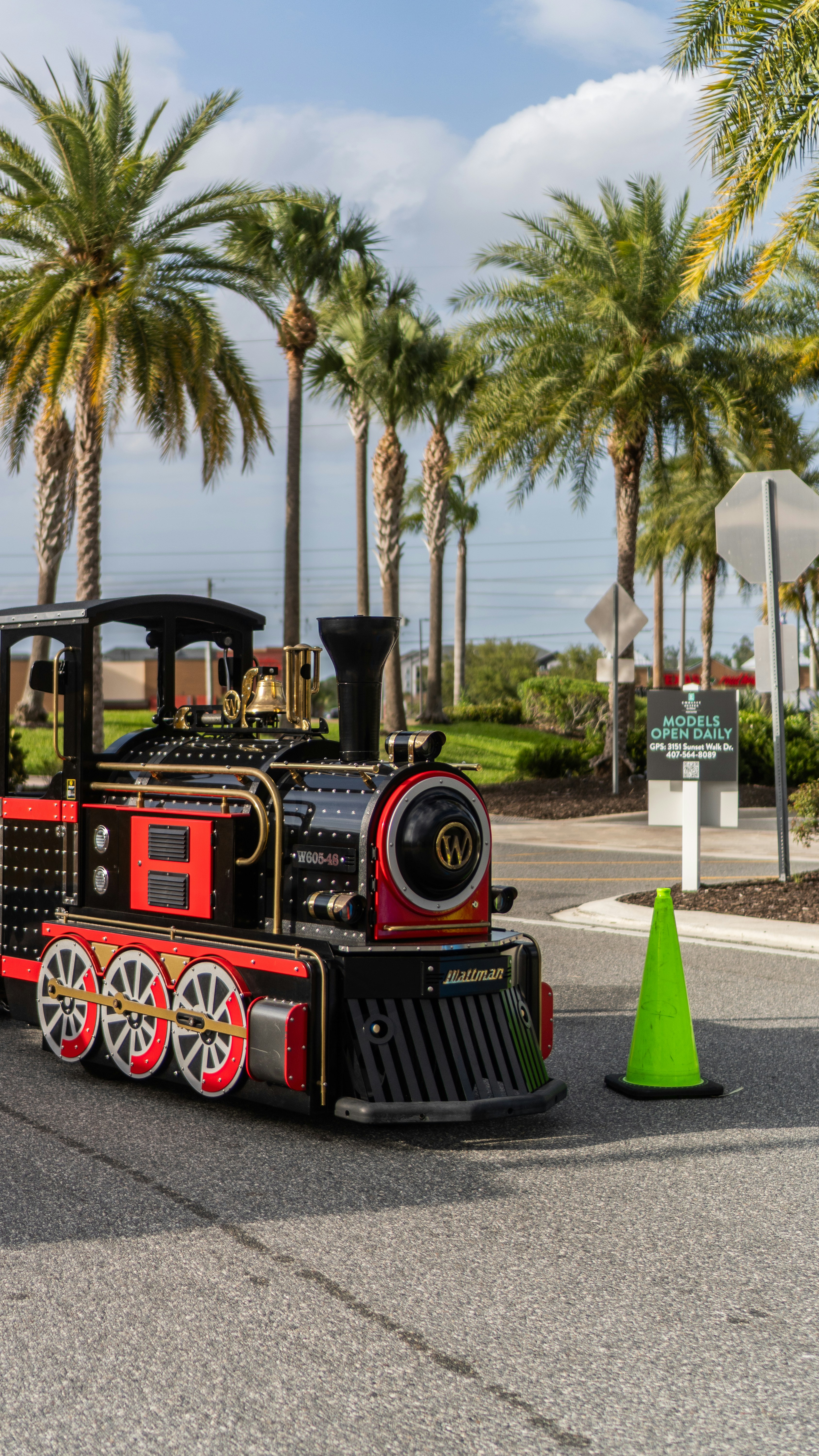 Mini Locomotive at the Palm-Shade Crossing
