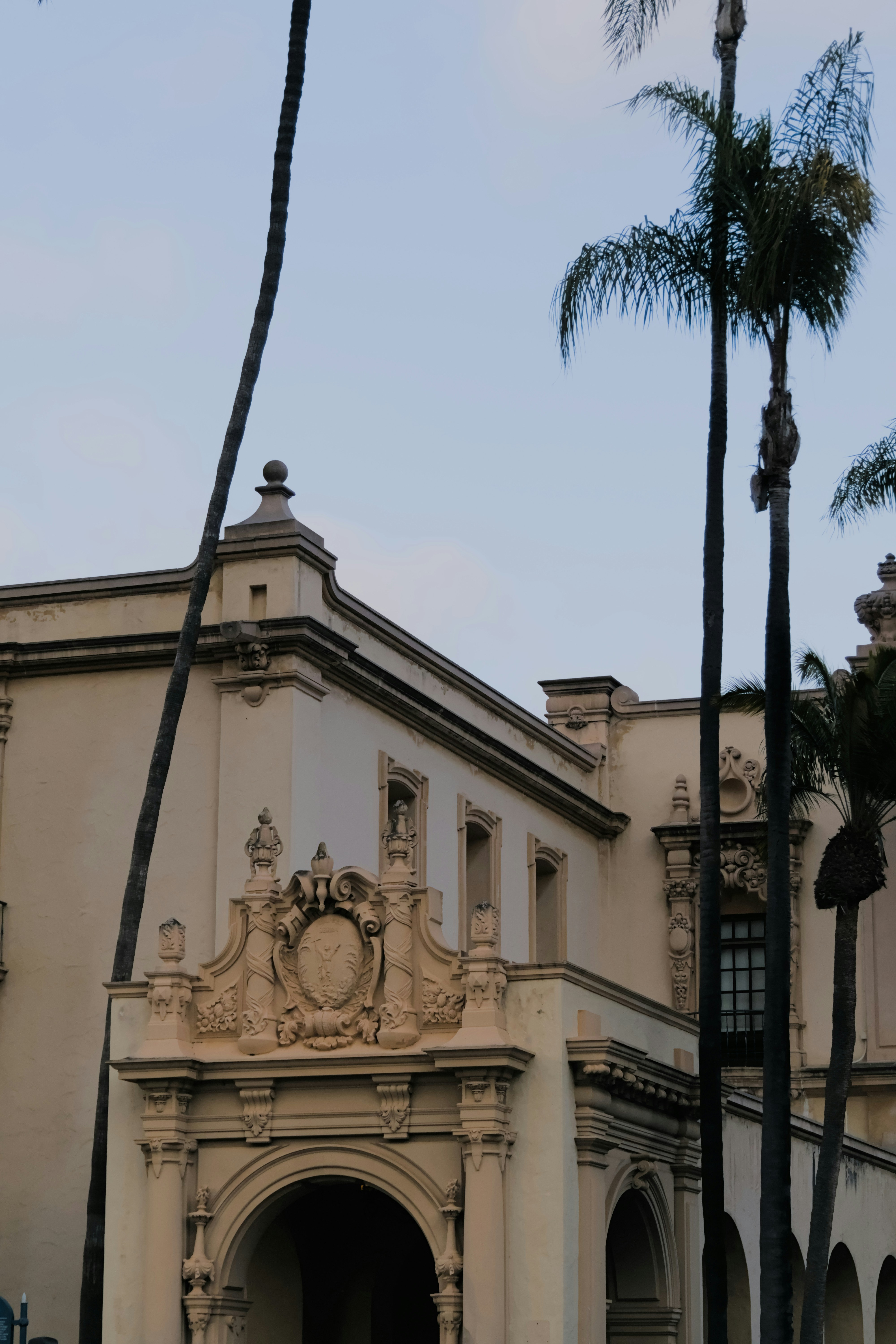 Beaux-Arts Facade Framed by Tall Palms