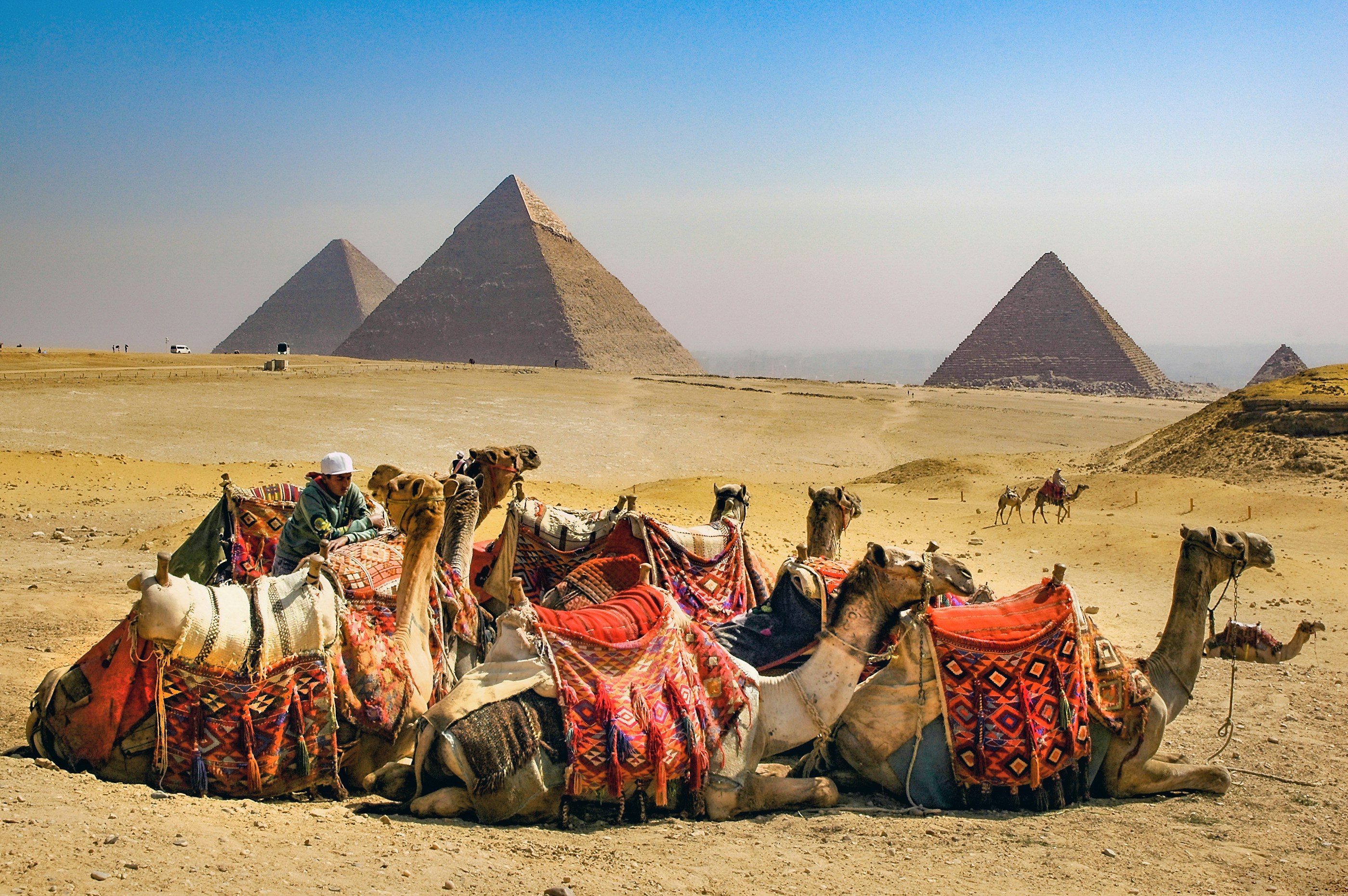 Desert Caravan Before Ancient Wonders