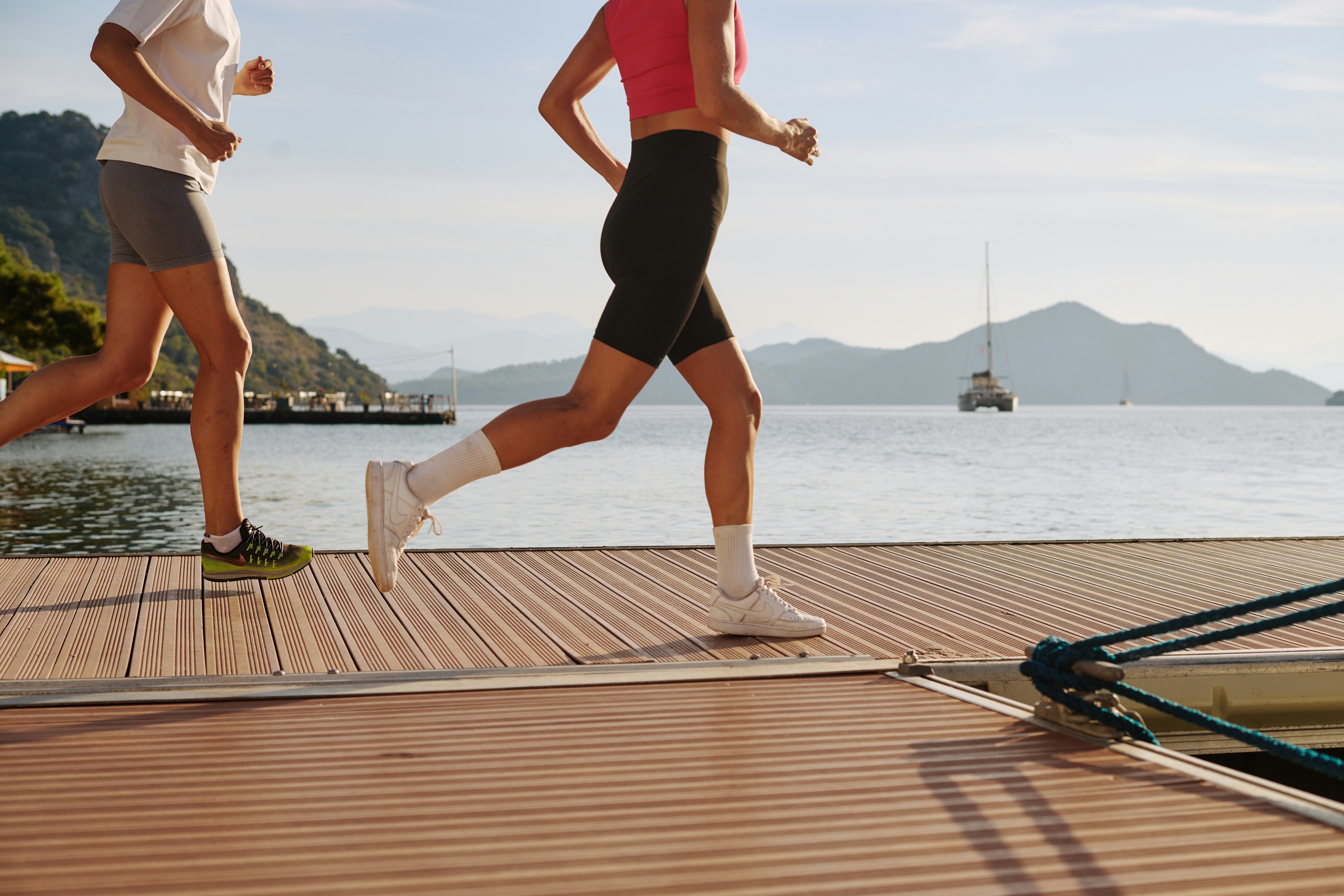 Morning Jog by the Tranquil Bay