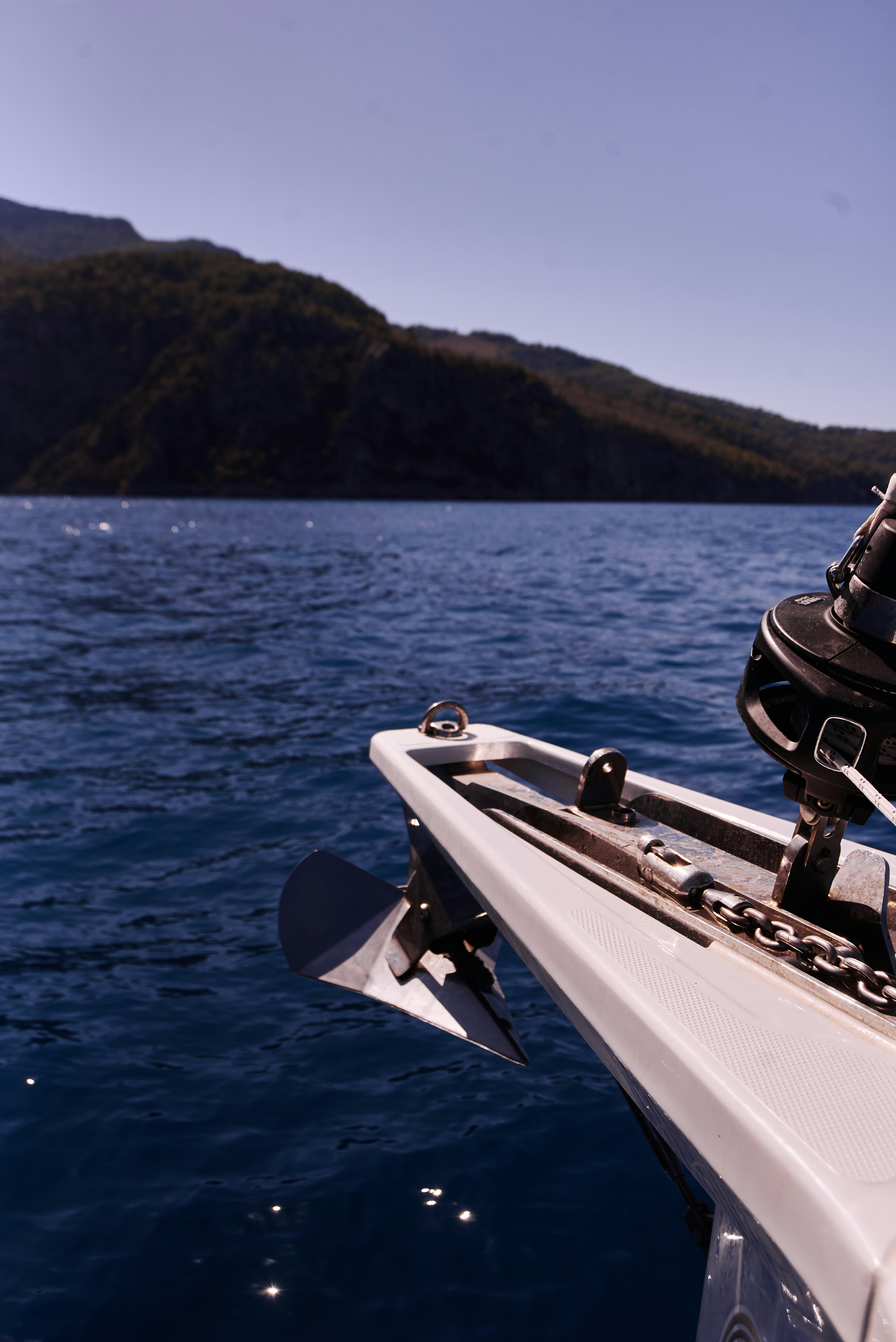 Bow of a Boatpoint into Deep Blue: A Quiet Ocean Moment