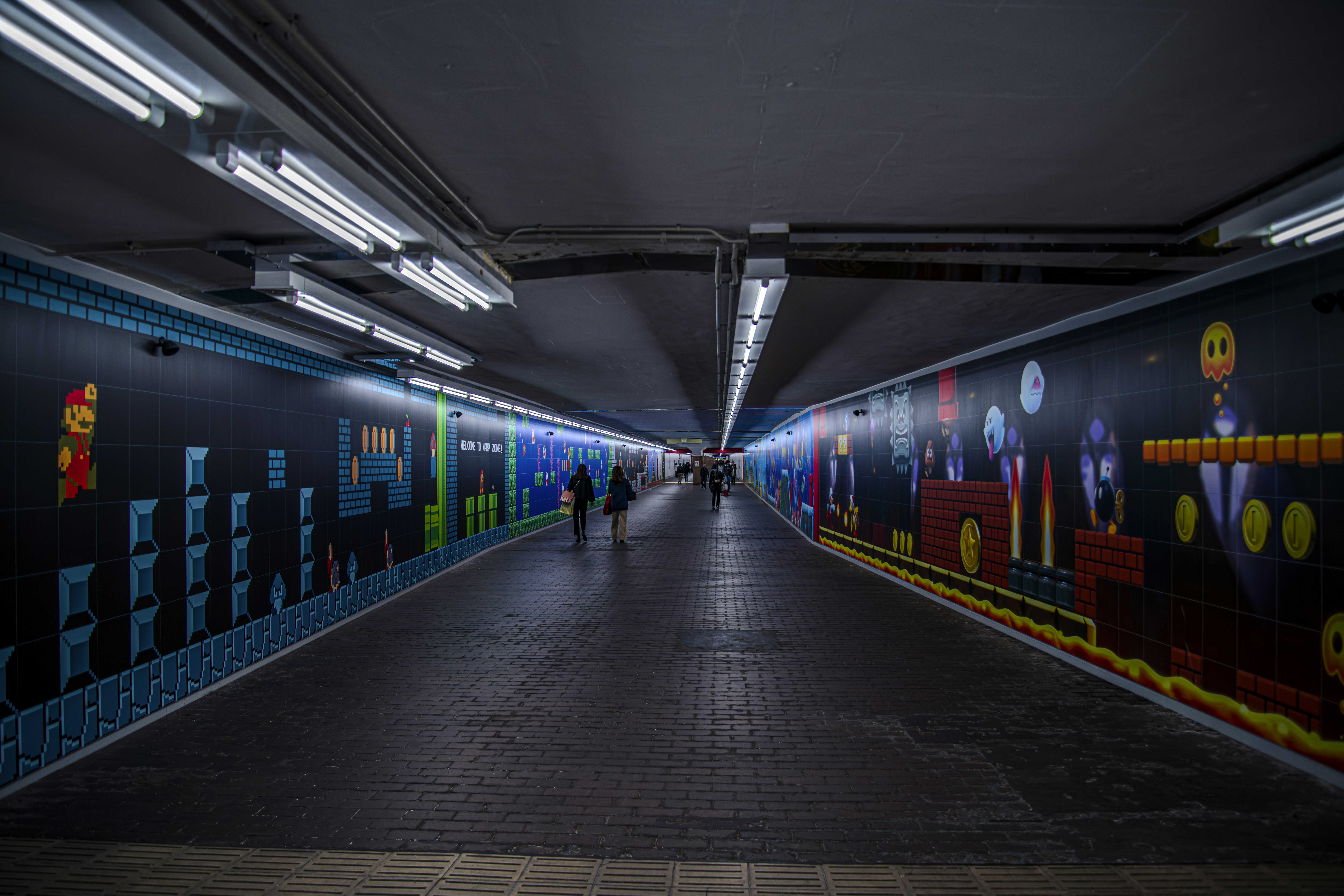 Pixel Corridor: Neon Murals Lead the Vanishing Point